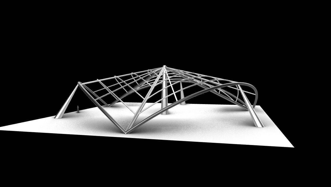 Architectural Tensile Structure 3 sides 3D model | CGTrader