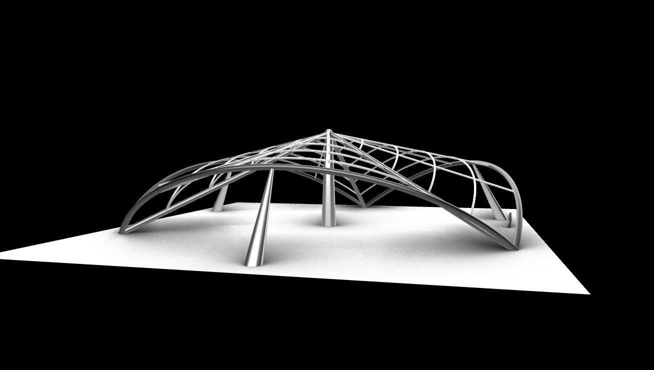 Architectural Tensile Structure 3 sides 3D model | CGTrader