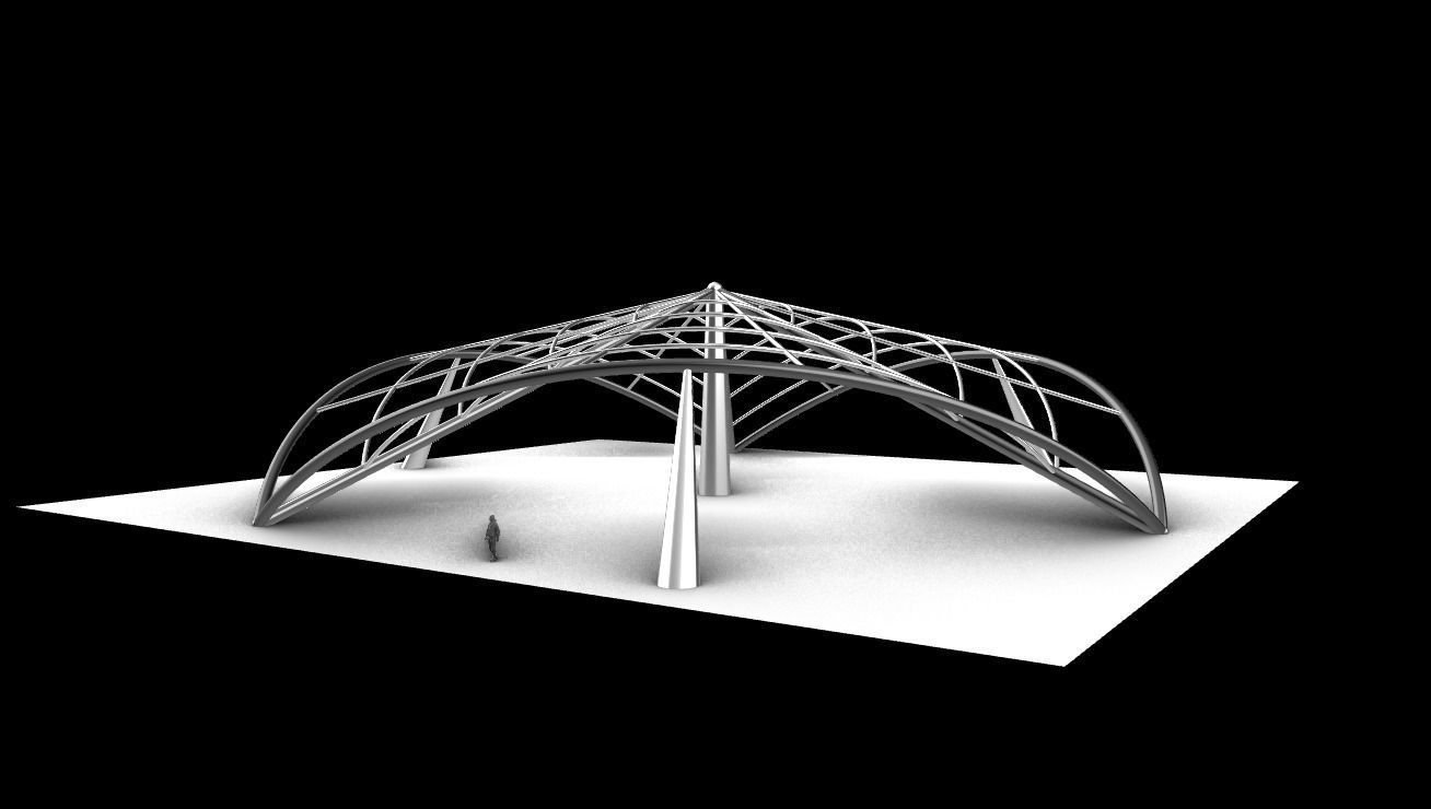 Architectural Tensile Structure 3 sides 3D model | CGTrader