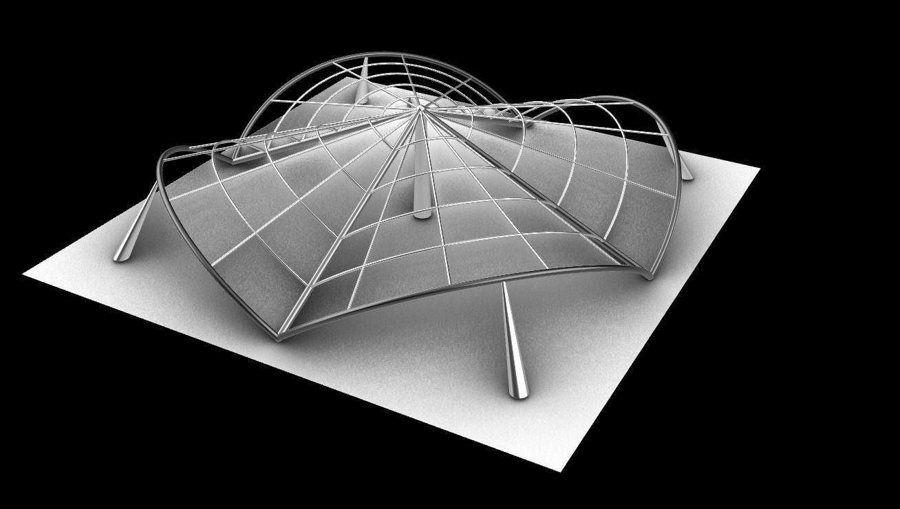 Architectural Tensile Structure 4 sides 3D model | CGTrader