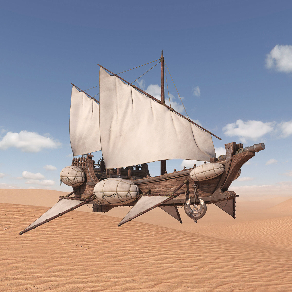 Fantasy Flying Sailing Ship 3D model | CGTrader