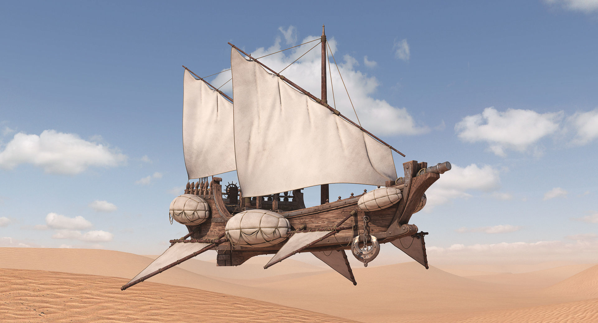 Fantasy Flying Sailing Ship 3D model | CGTrader