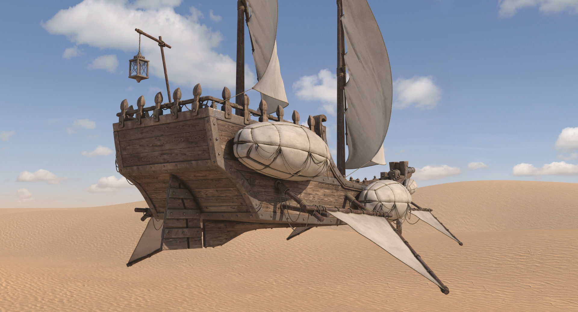 Fantasy Flying Sailing Ship 3D model | CGTrader