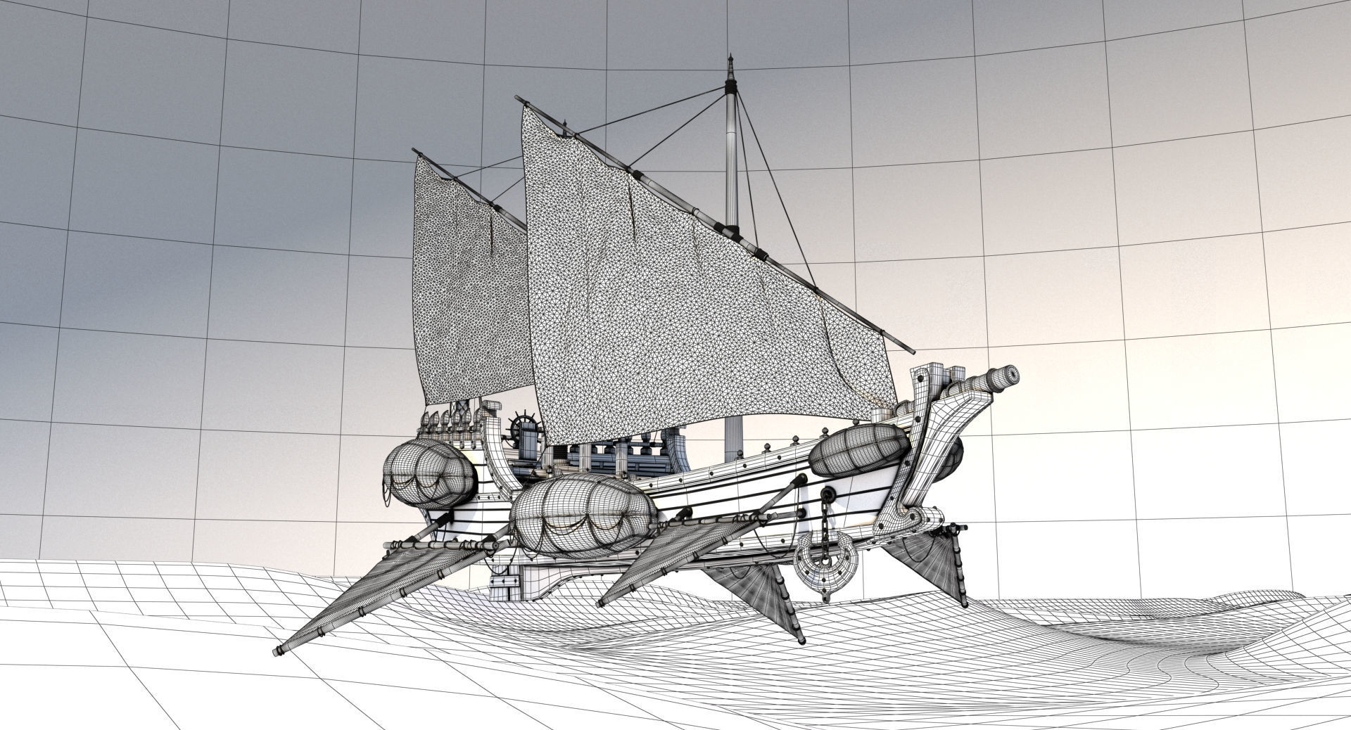 Fantasy Flying Sailing Ship 3D model | CGTrader