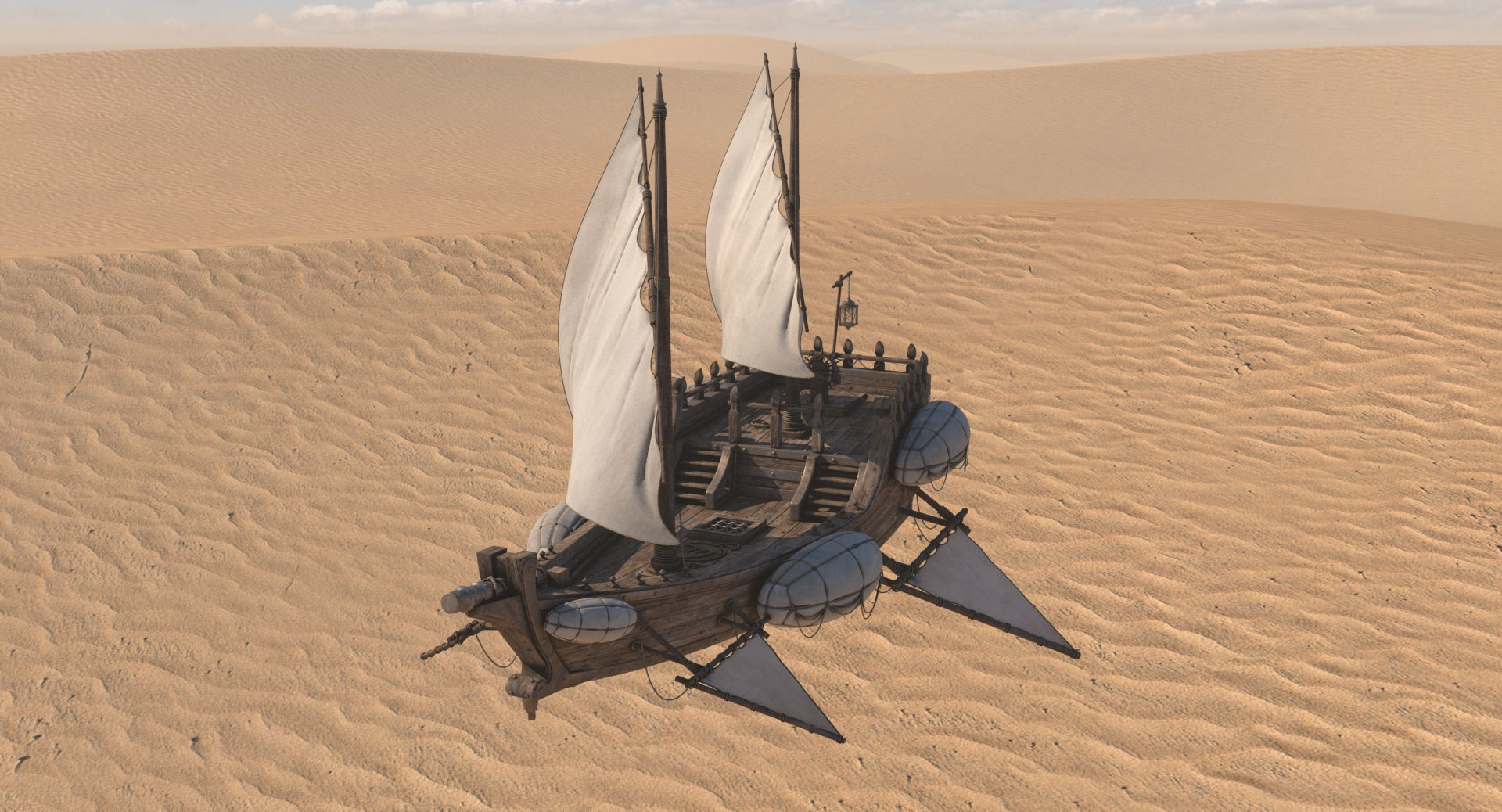 Fantasy Flying Sailing Ship 3D model | CGTrader