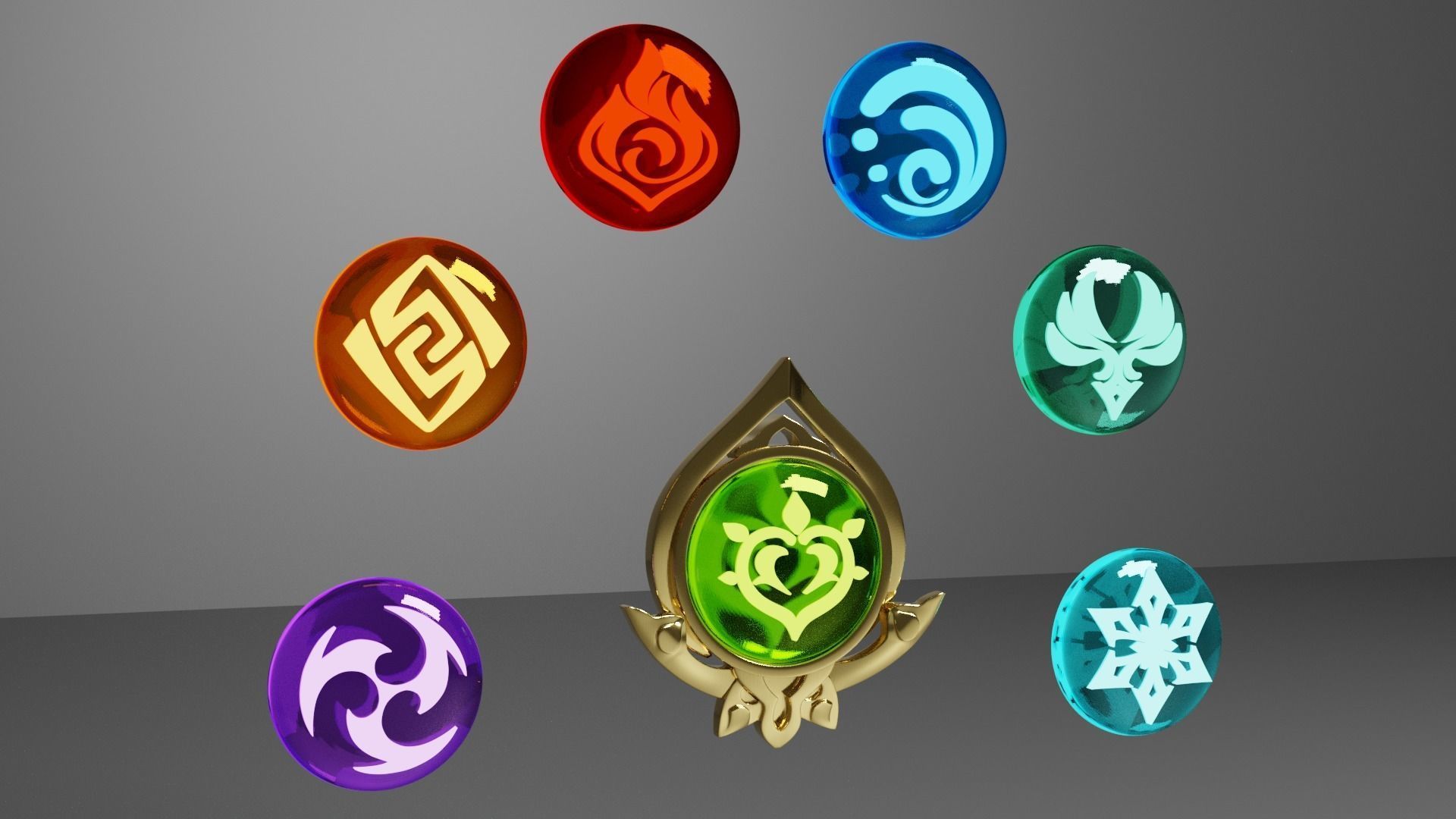 Sumeru Vision Set -- Genshin Impact -- Vision Frame and 7 Stone 3D ...