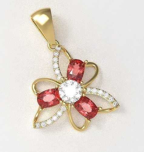 Flower gemstone pendant nice design 3D model 3D printable | CGTrader