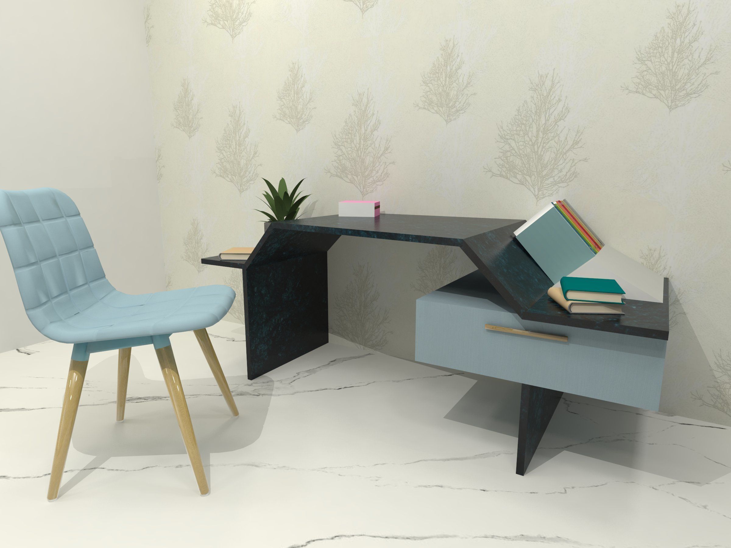 Study table free 3D model | CGTrader