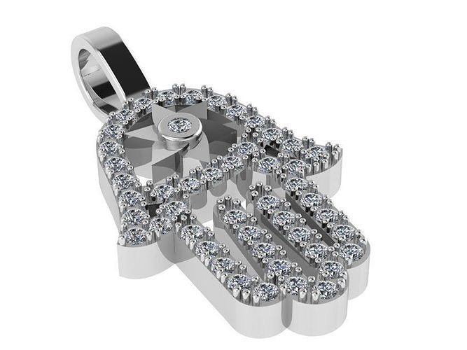 Hamsa Hand Diamond Pendant 0183 3D model 3D printable | CGTrader