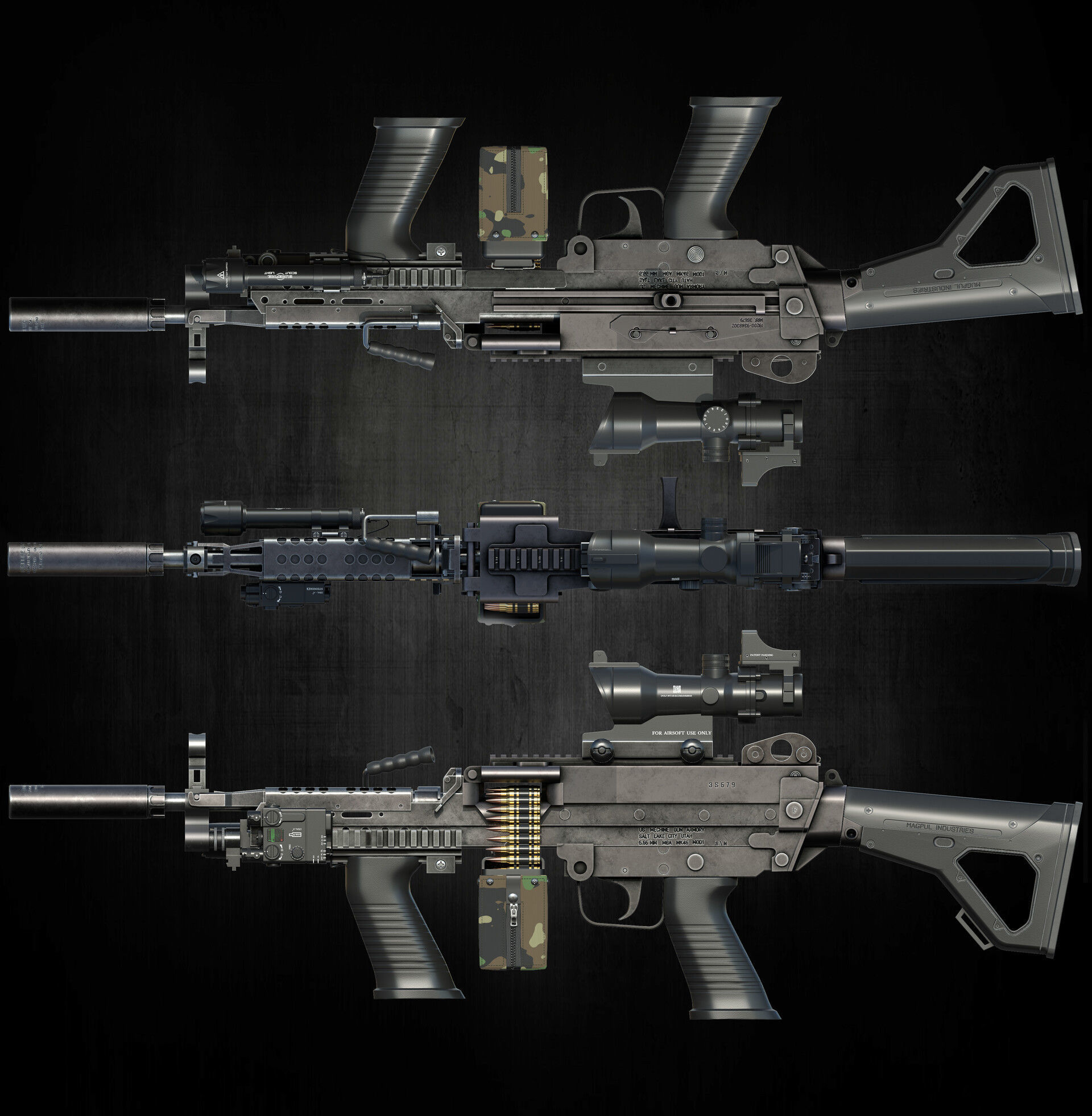 3D model Armory 300 Blackout SAW K low poly game ready model VR / AR ...