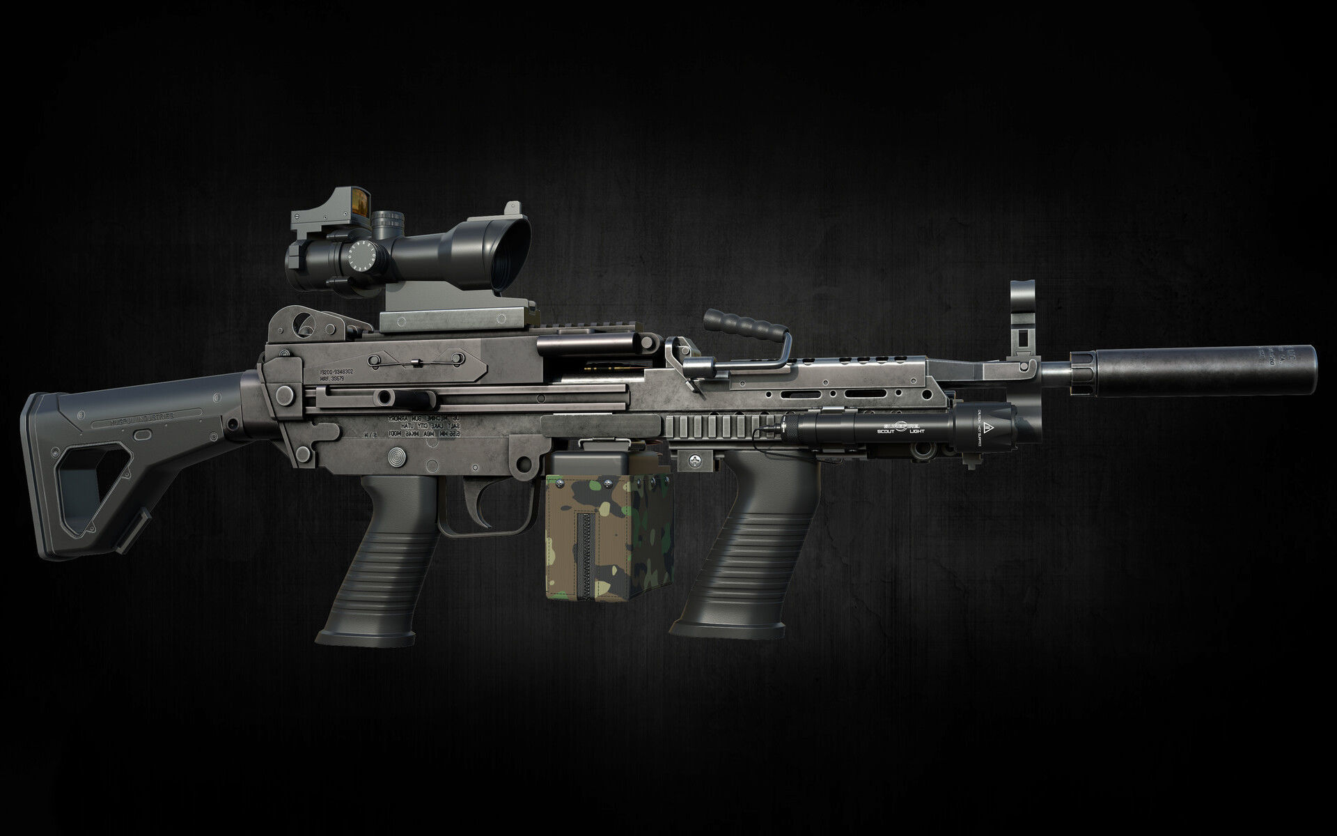 3D model Armory 300 Blackout SAW K low poly game ready model VR / AR ...