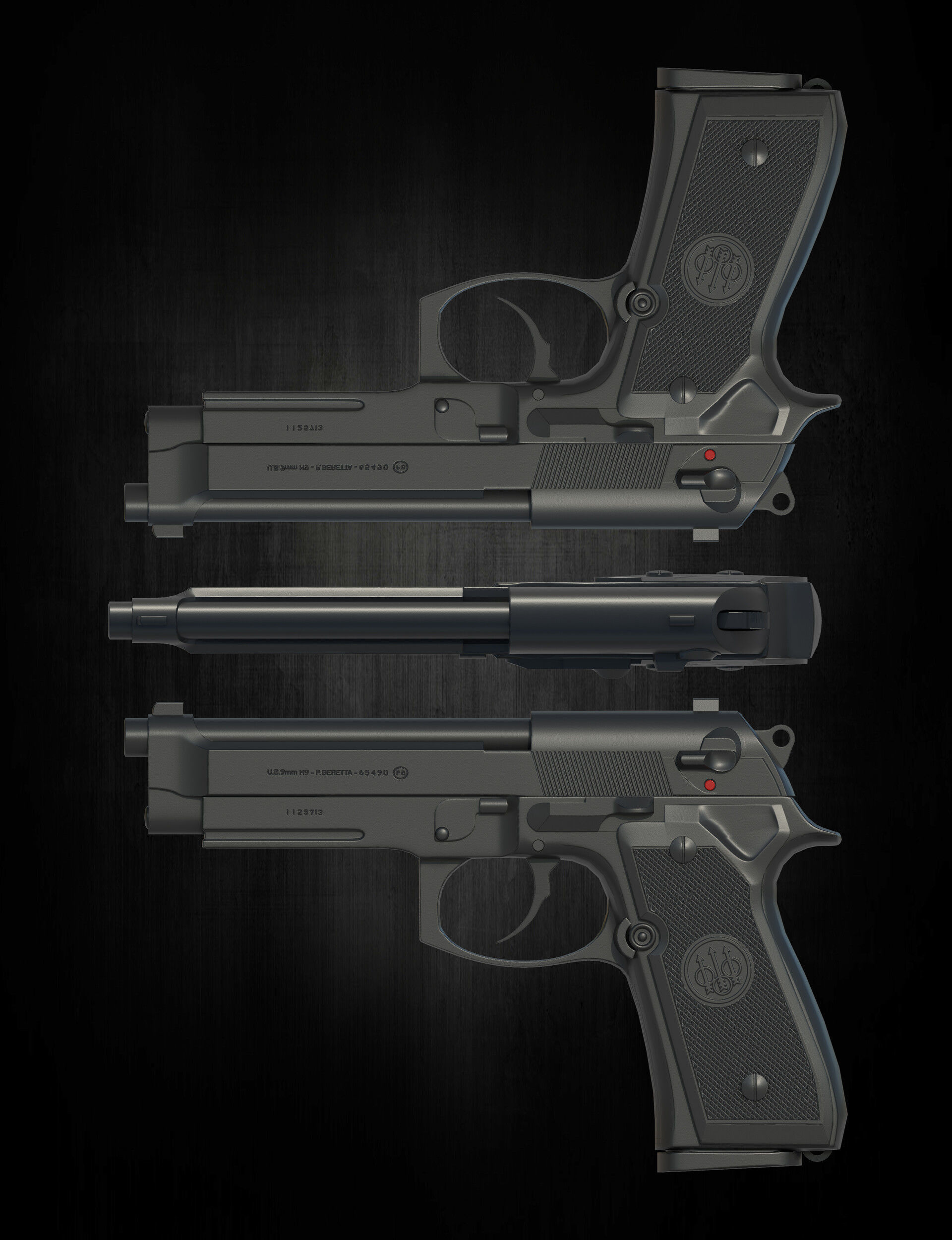 3D model Beretta Pistol low poly game ready VR / AR / low-poly | CGTrader