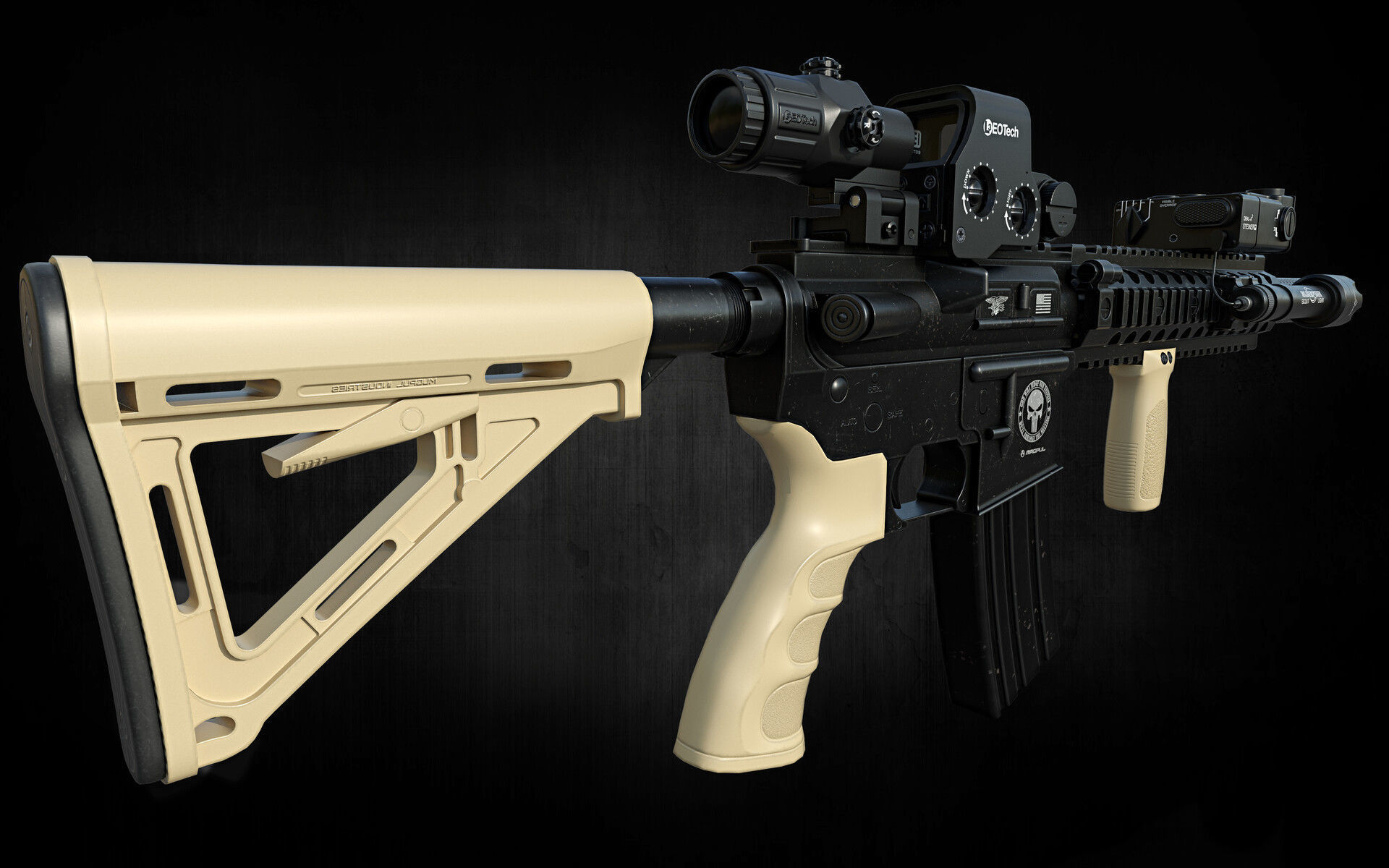 3D model M4 Assault rifle low poly Game ready model VR / AR / low-poly ...