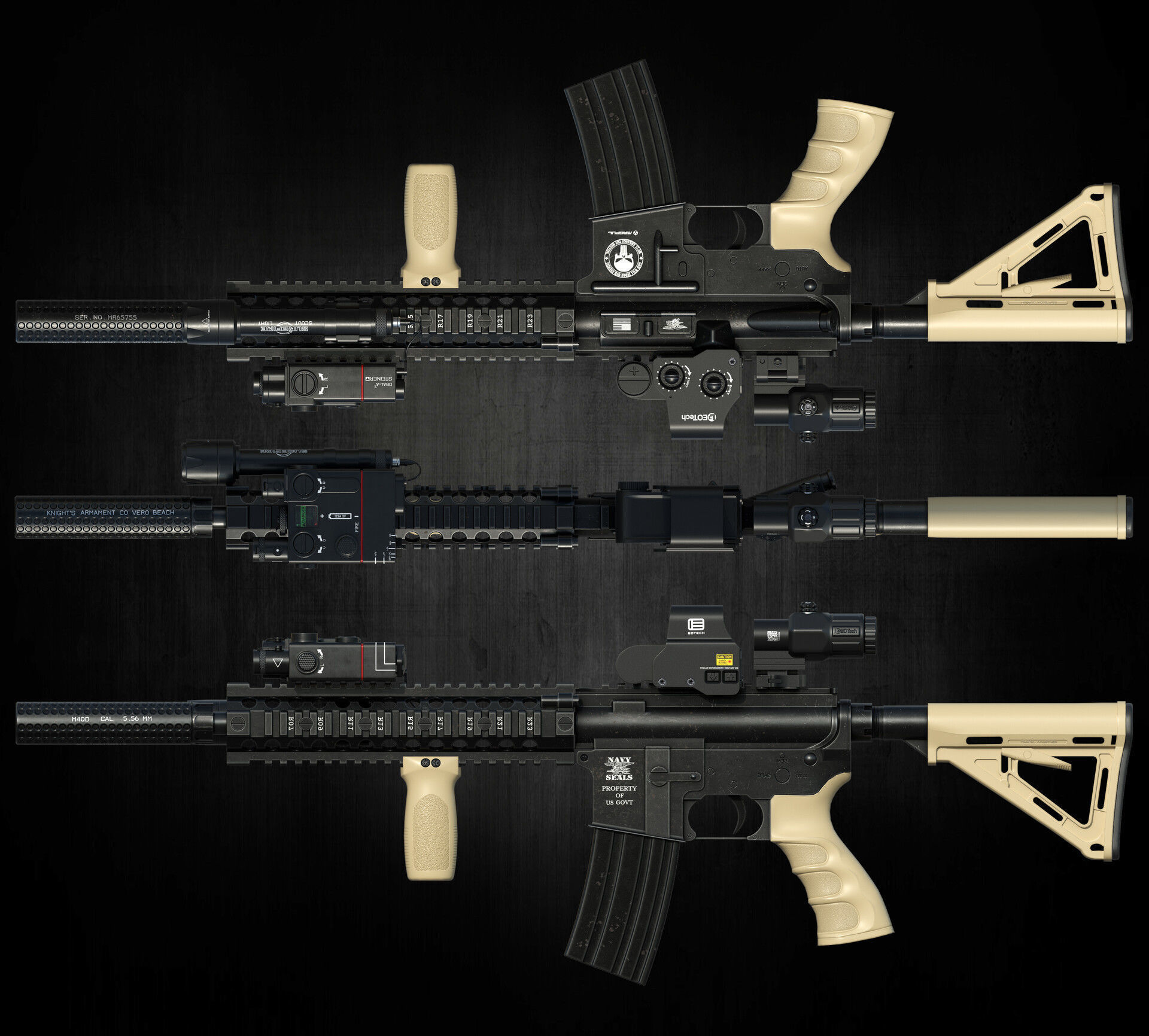 3D model M4 Assault rifle low poly Game ready model VR / AR / low-poly ...