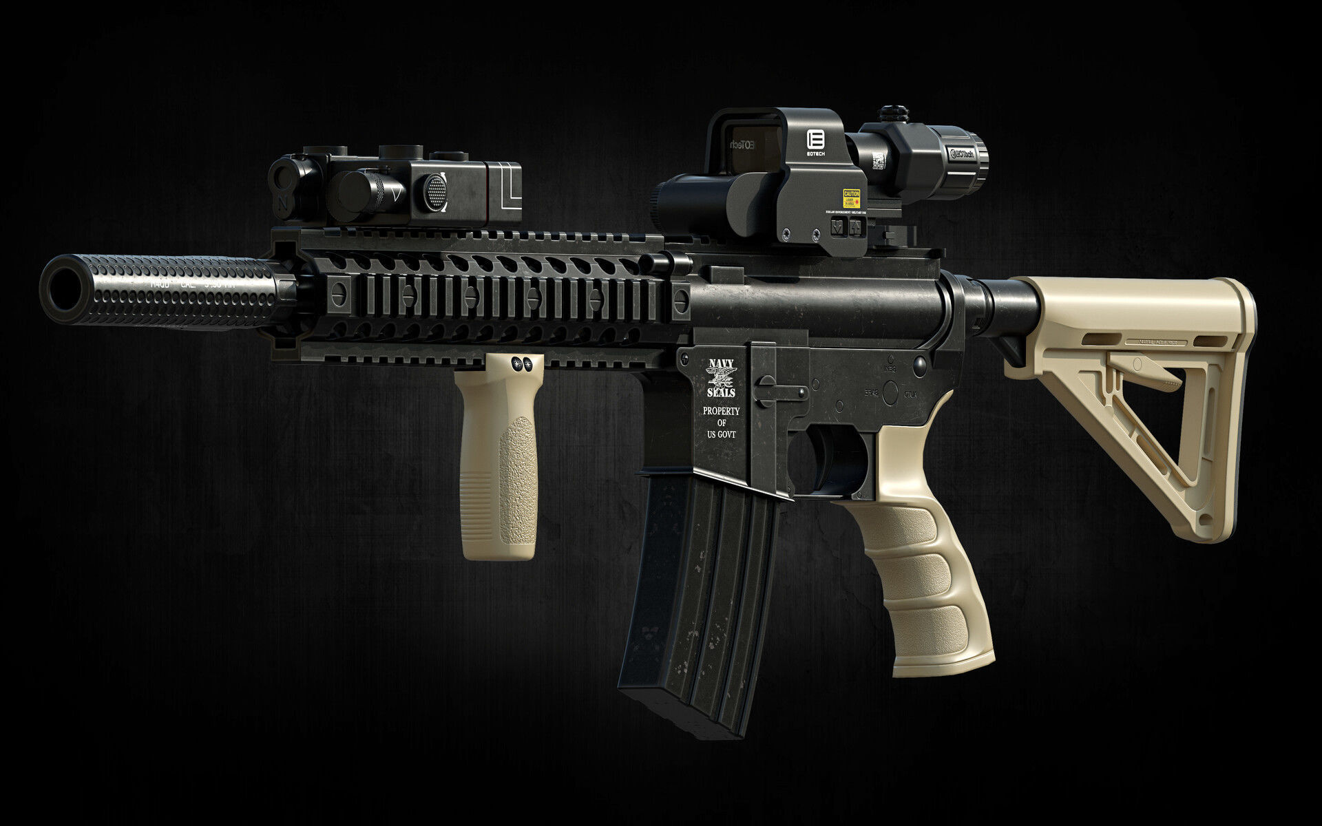 3D model M4 Assault rifle low poly Game ready model VR / AR / low-poly ...