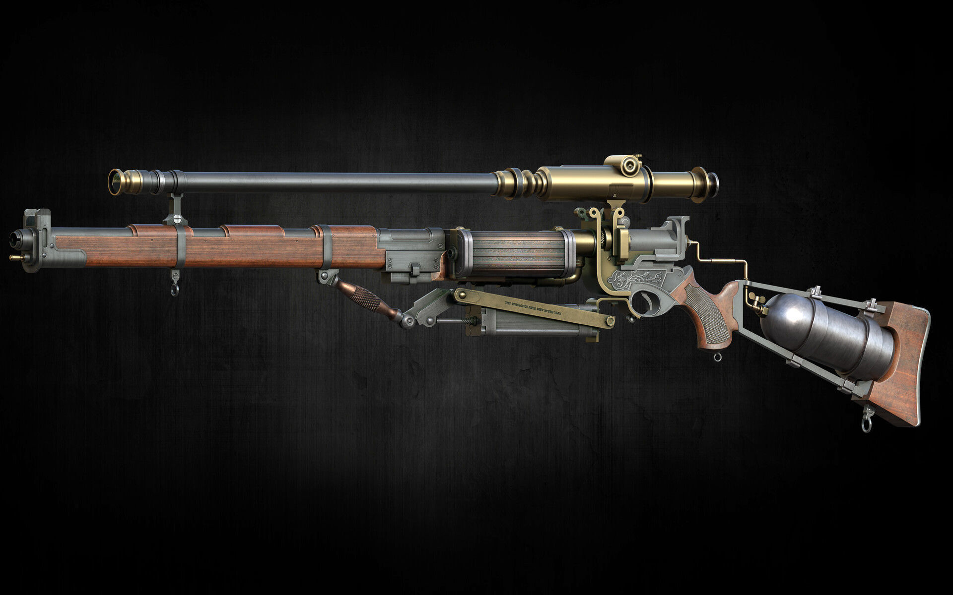 3D model Pneumatic rifle Low poly Game ready model with UDIM VR / AR ...