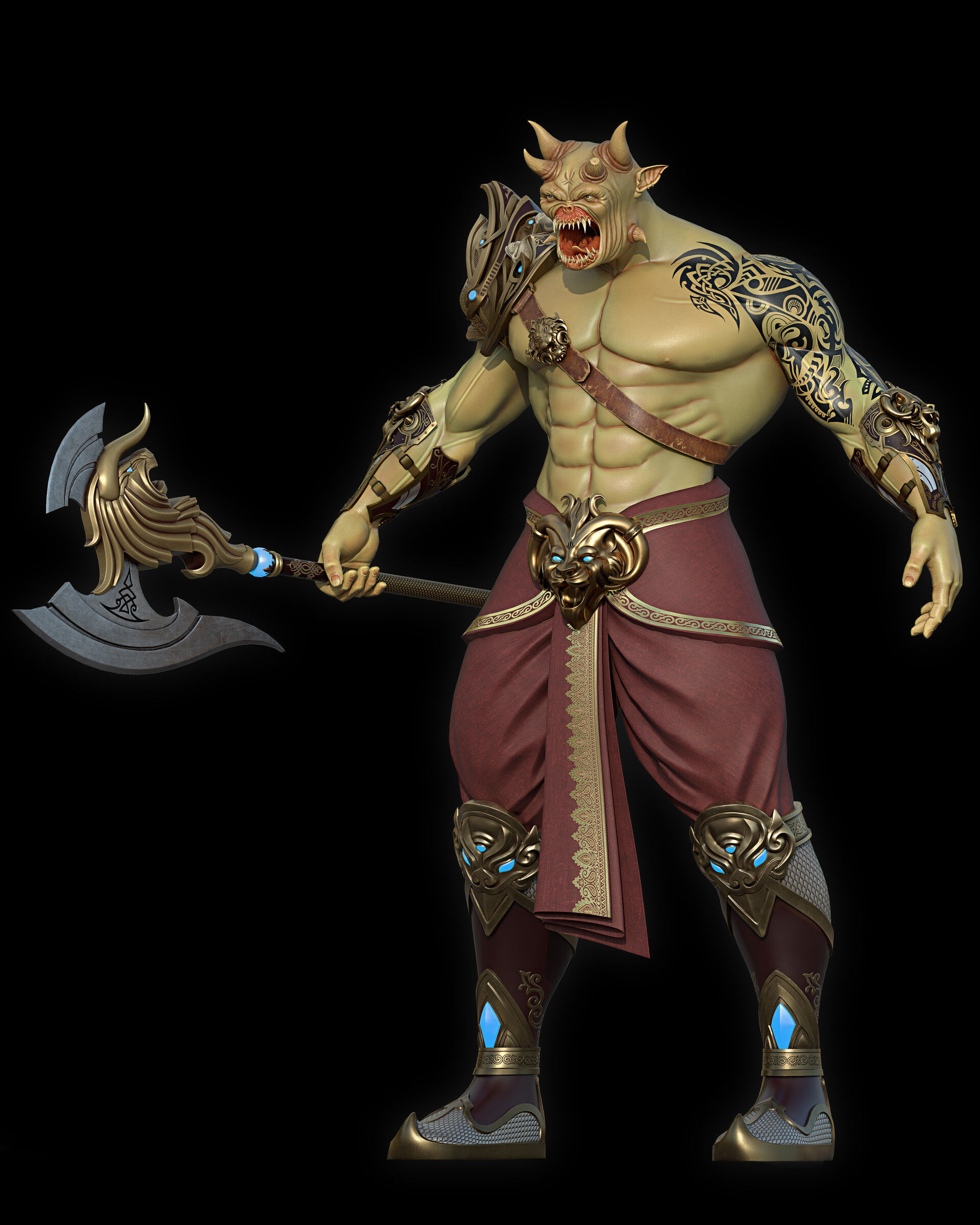 3D model Stylized Creature Low poly game ready model with armors VR ...