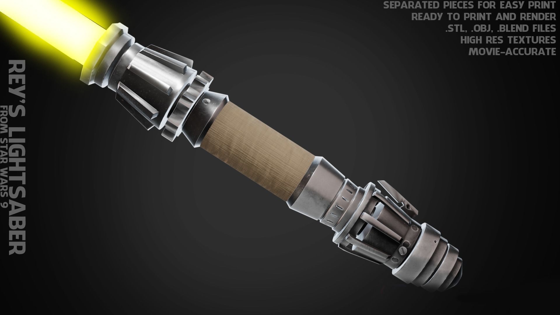 Rey LightSaber for Cosplay 3D model 3D printable | CGTrader