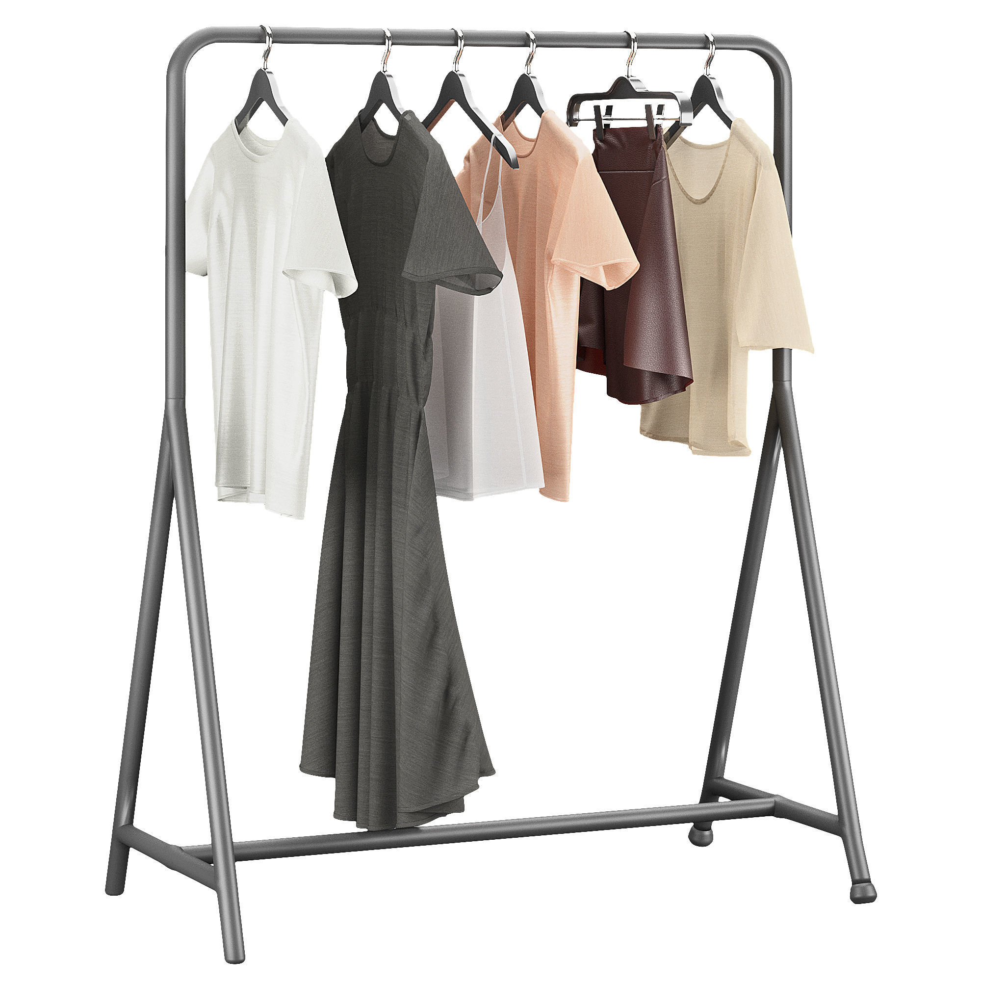IKEA Turbo Clothes Rack with Clothes Set 3D model | CGTrader