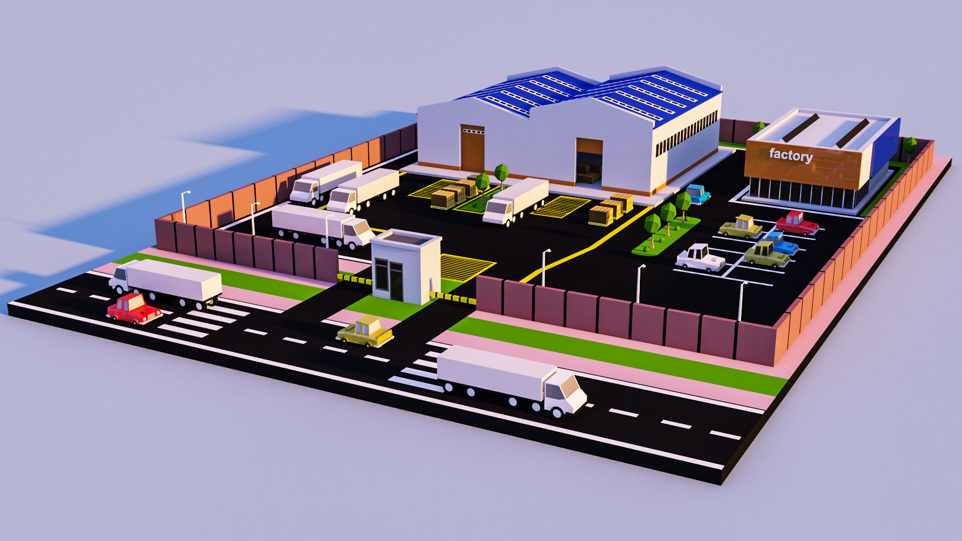 3D model Low Poly factory- Low Poly Assets Low-poly 3D model VR / AR ...