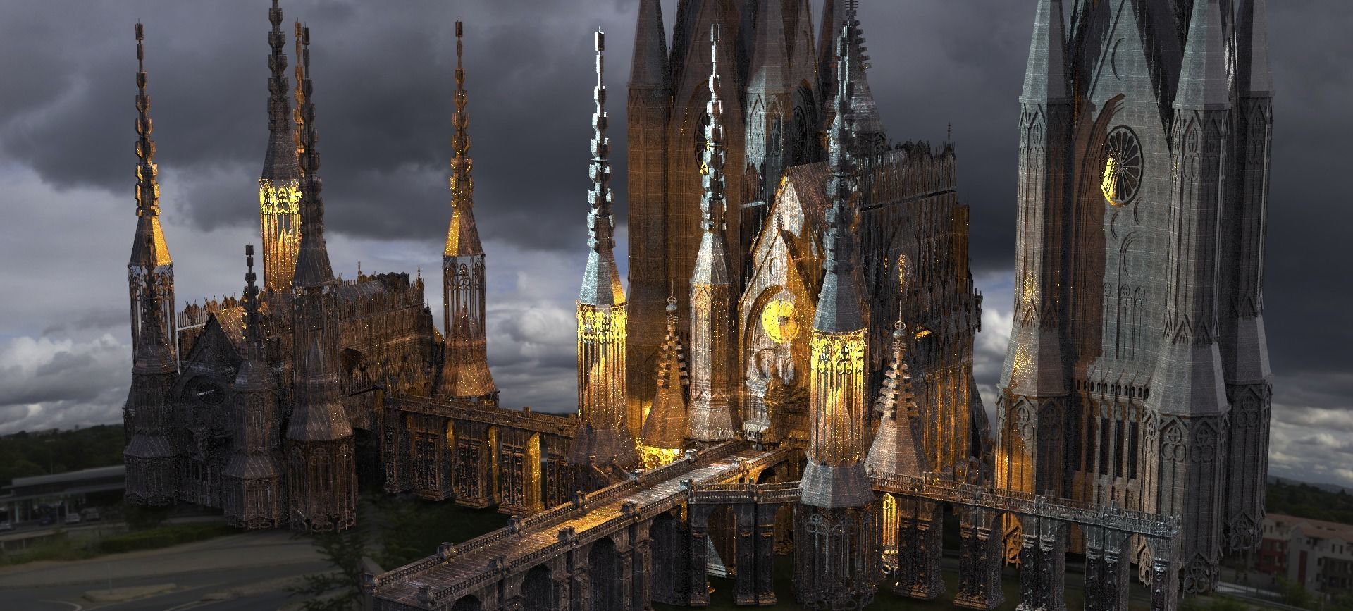 Dark Gothic Cathedral Dagon Architecture Kitbash Extended 3D model ...