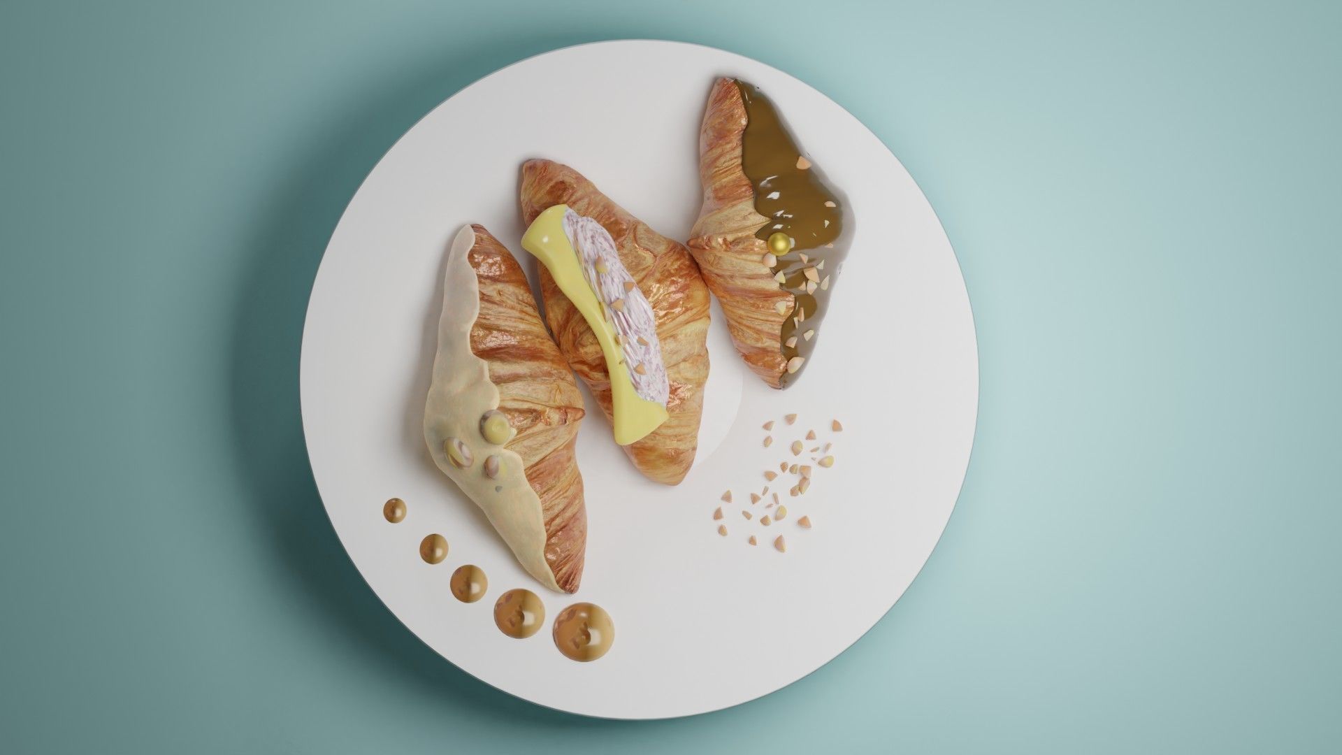 Croissant plate free 3D model | CGTrader