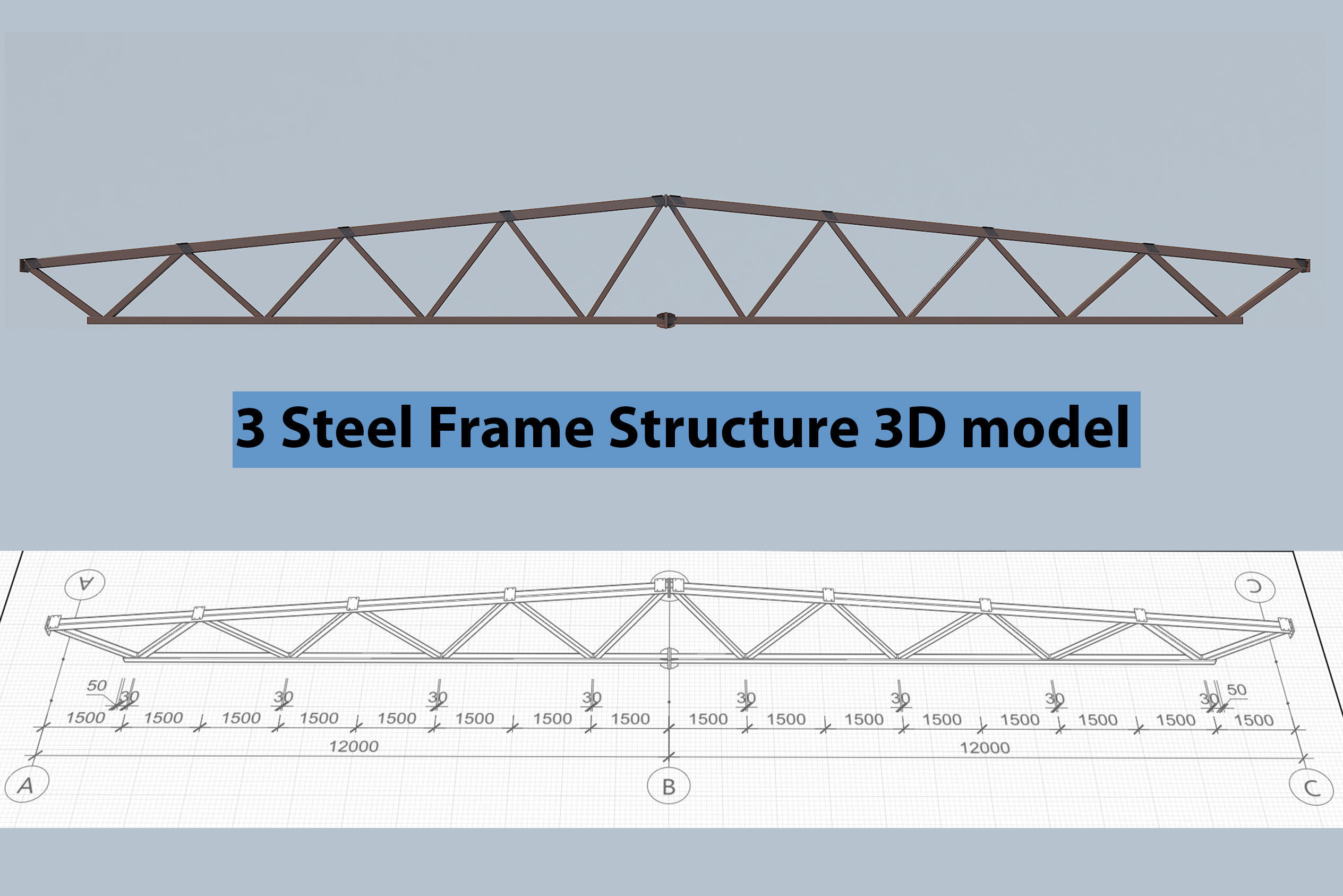 3D model Steel Frame Structure Construction -Truss VR / AR / low-poly ...