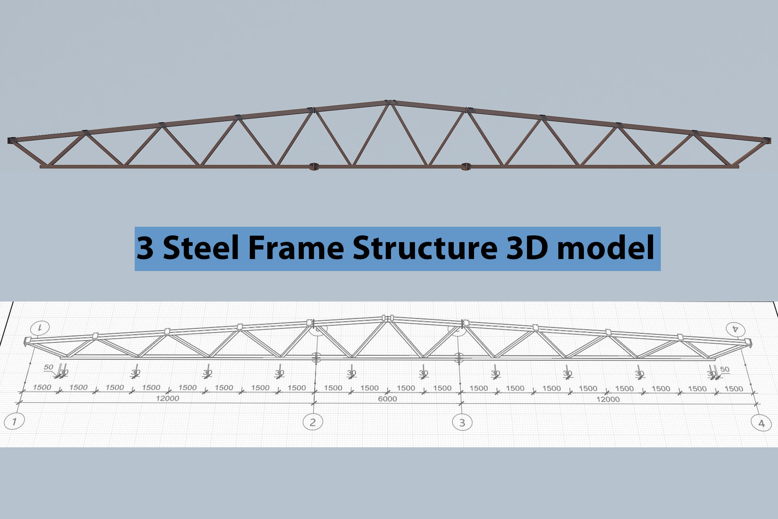 3D model Steel Frame Structure Construction -Truss VR / AR / low-poly ...