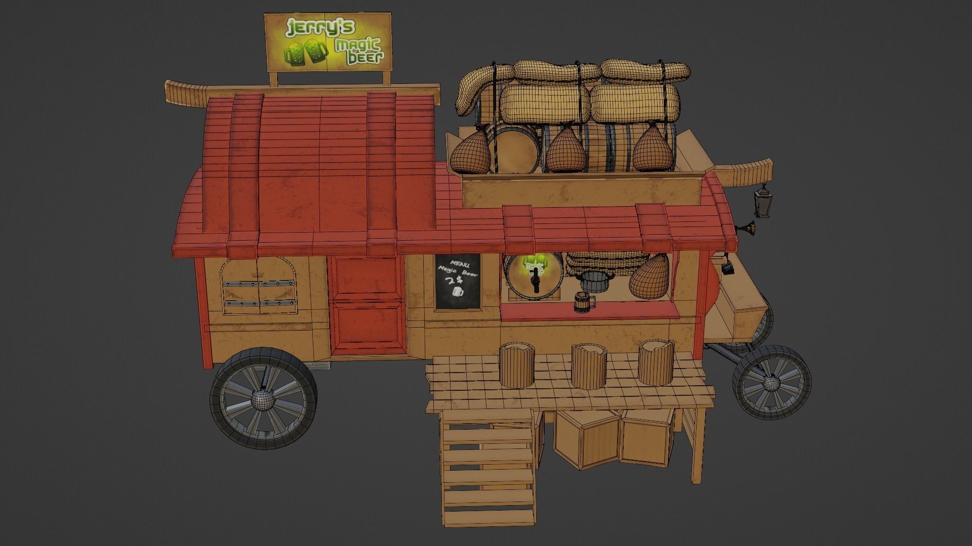 3D model Medieval Fantasy Wagon VR / AR / low-poly | CGTrader