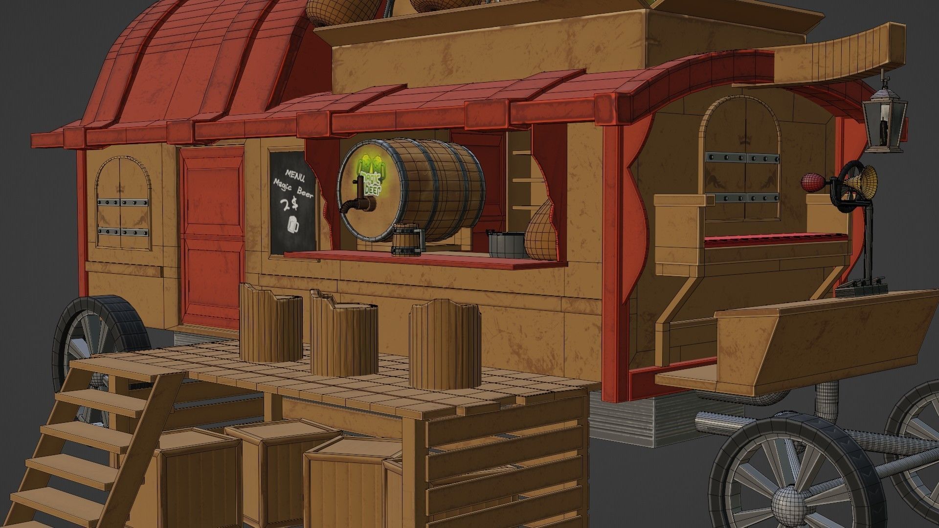 3D model Medieval Fantasy Wagon VR / AR / low-poly | CGTrader