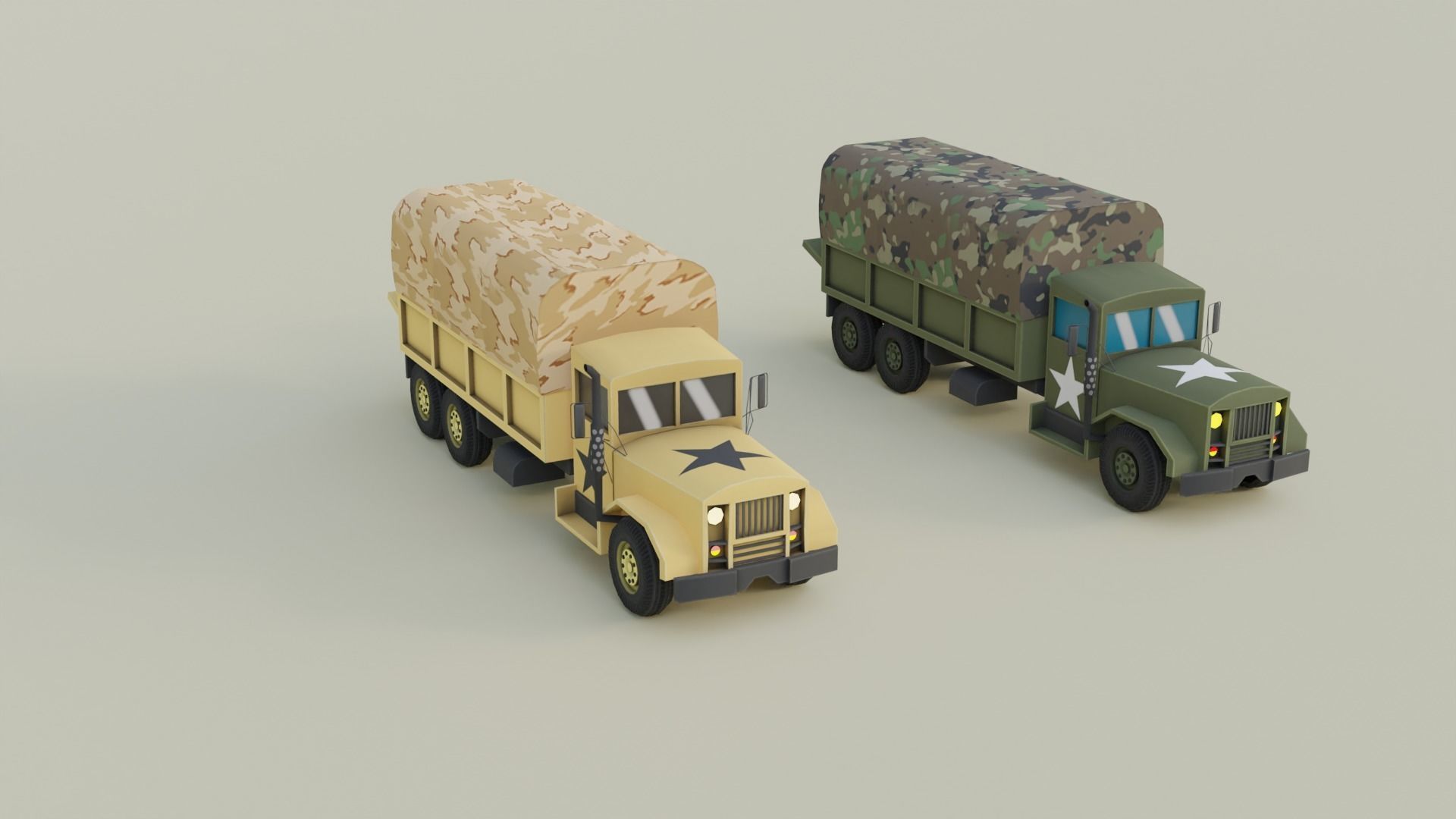 3D model Military Truck Set VR / AR / low-poly | CGTrader