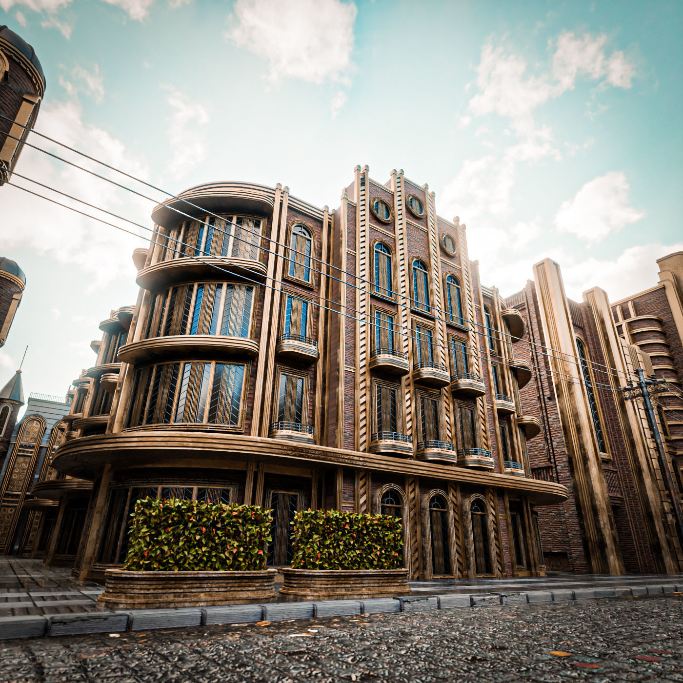 3D Model Collection ART DECO STEAMPUNK BUILDING PACK 6 BUILDING VR / AR ...