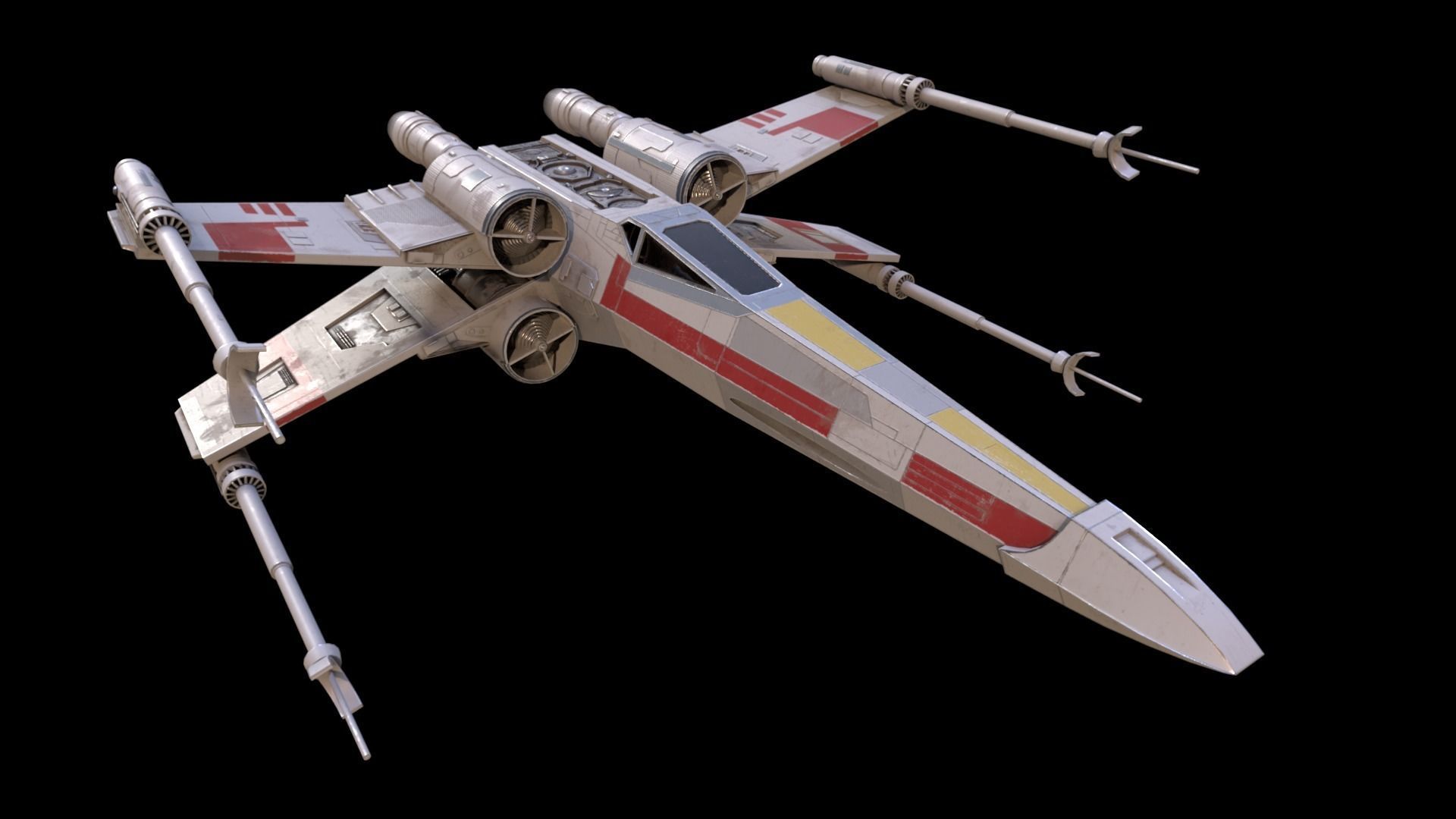 3D model X Wing lowpoly game ready 3D model star wars - fighter VR / AR ...