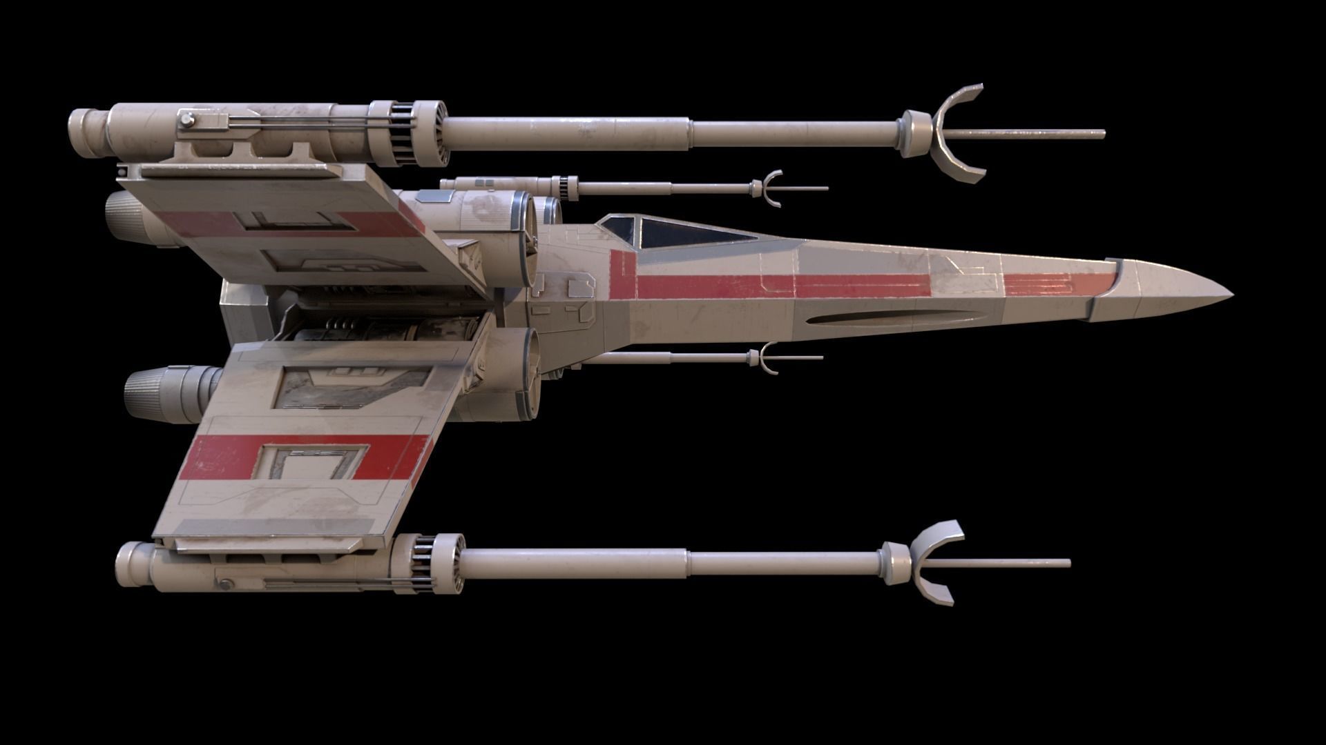 3D model X Wing lowpoly game ready 3D model star wars - fighter VR / AR ...