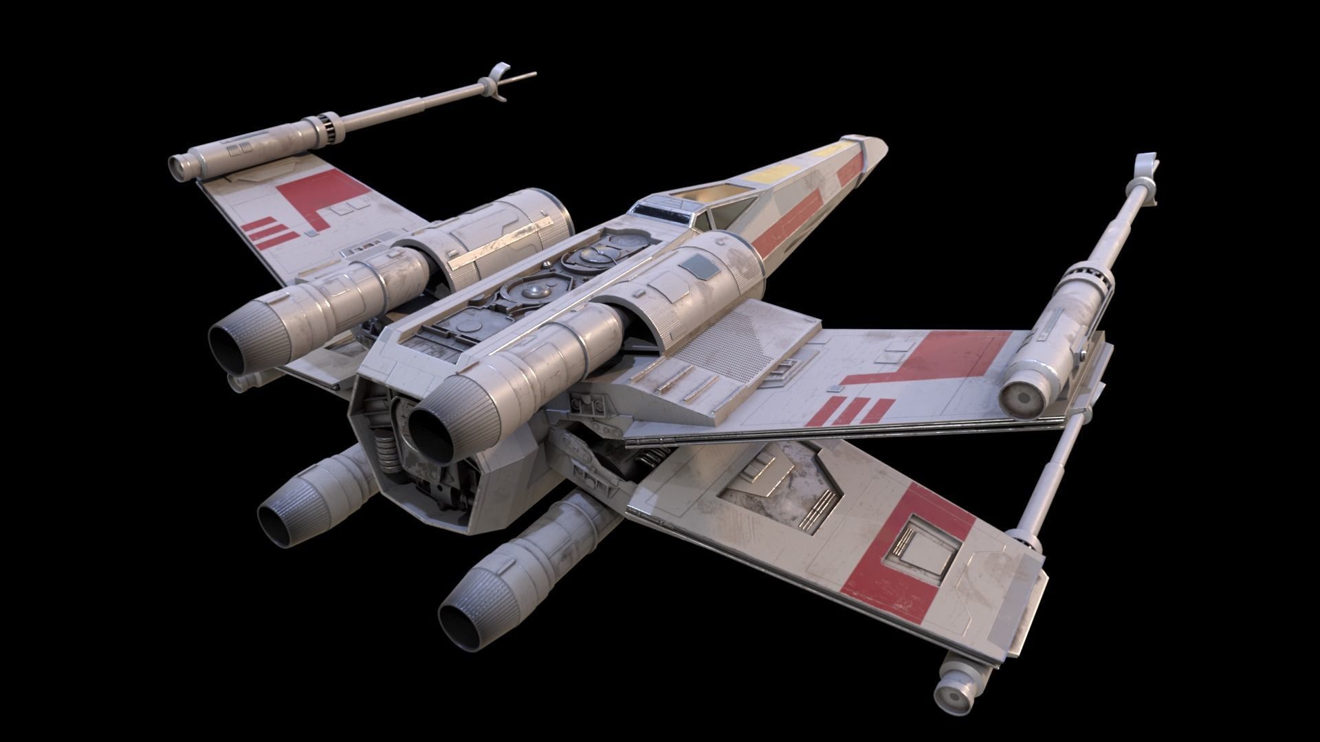3D model X Wing lowpoly game ready 3D model star wars - fighter VR / AR ...