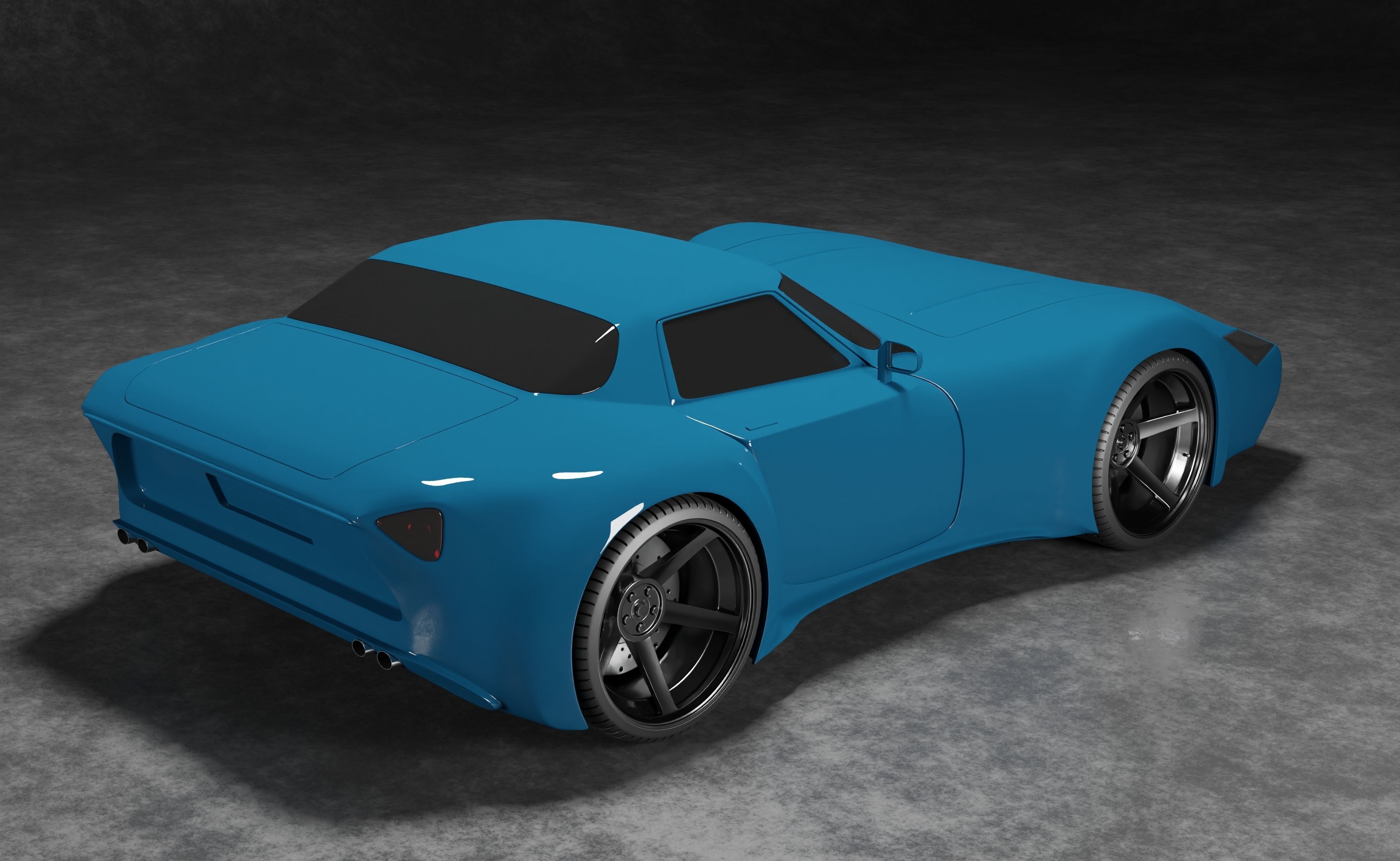 Blue sport car concept model 3D model | CGTrader