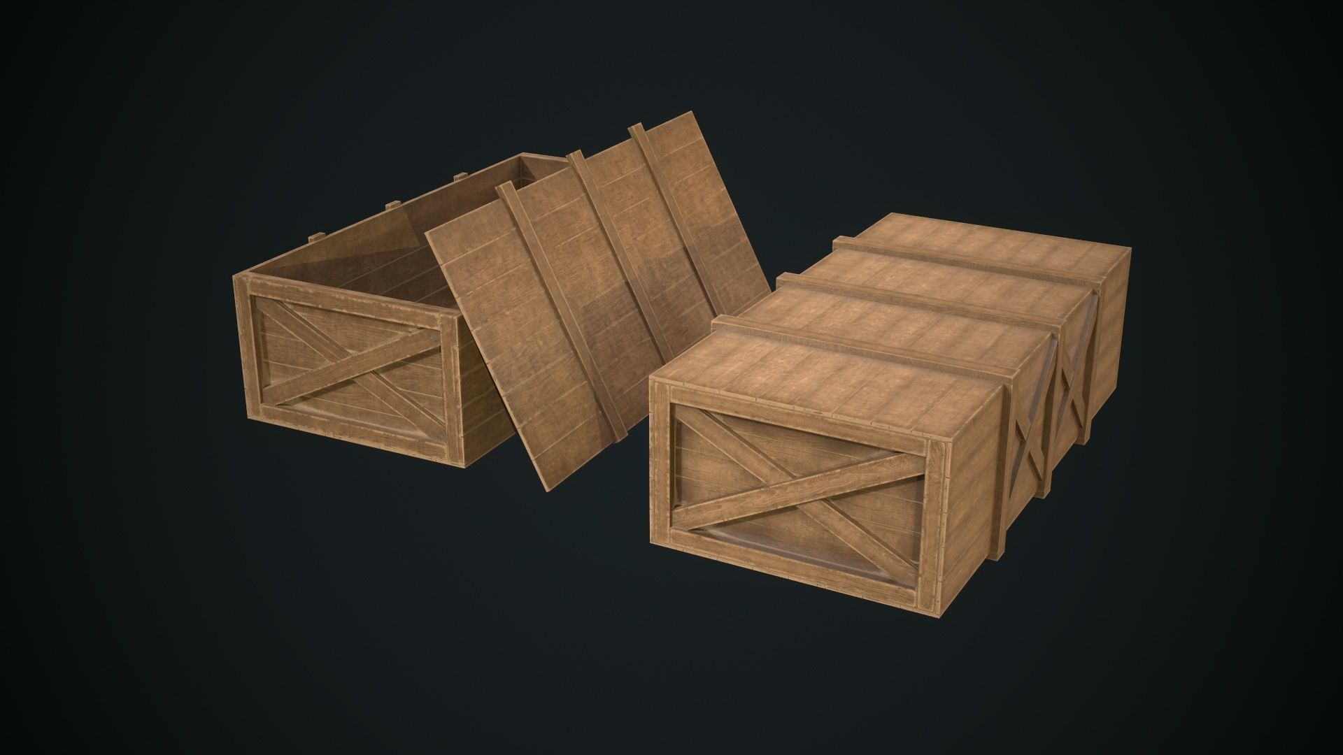 3D model Wooden open and closed boxes VR / AR / low-poly | CGTrader