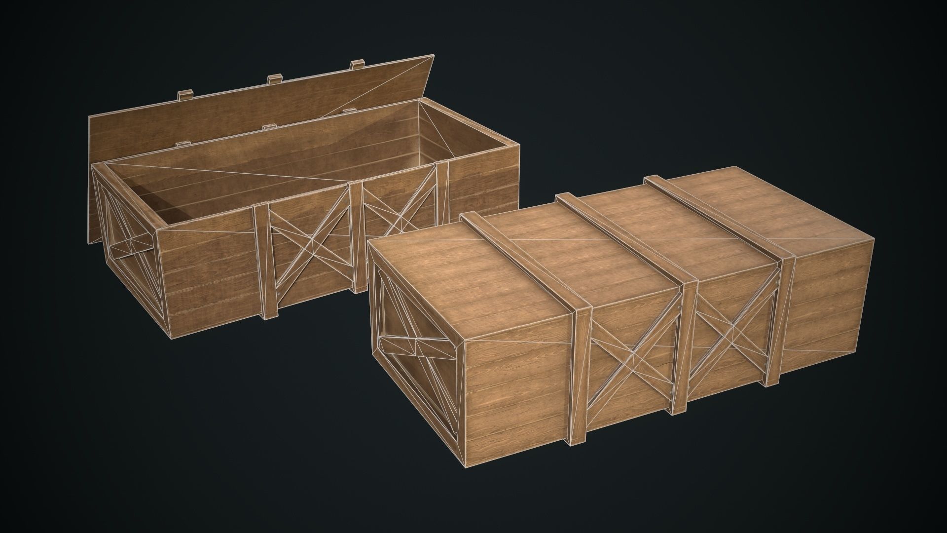 3D model Wooden open and closed boxes VR / AR / low-poly | CGTrader