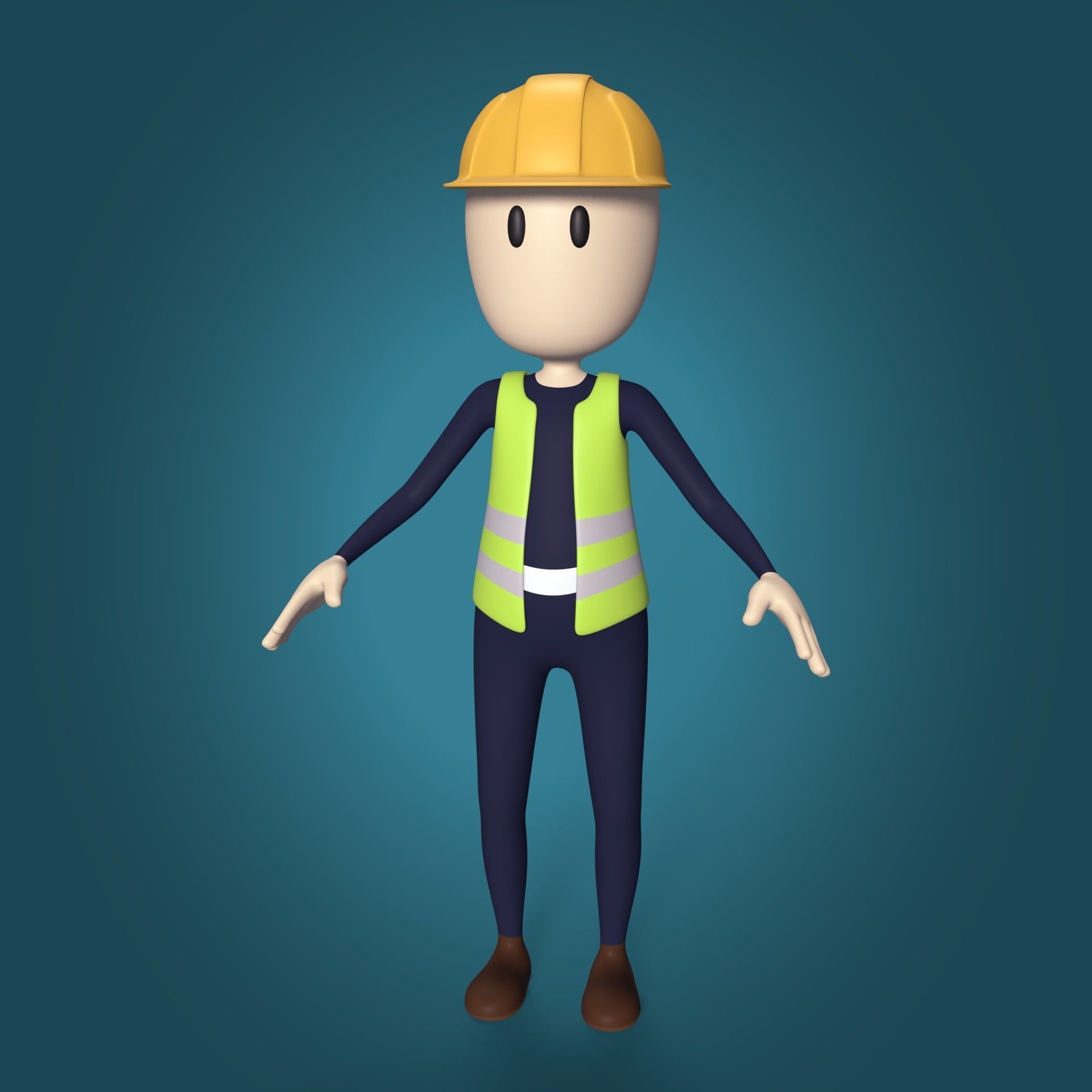 3D model Cartoon Construction Worker -- Stickman VR / AR / low-poly ...