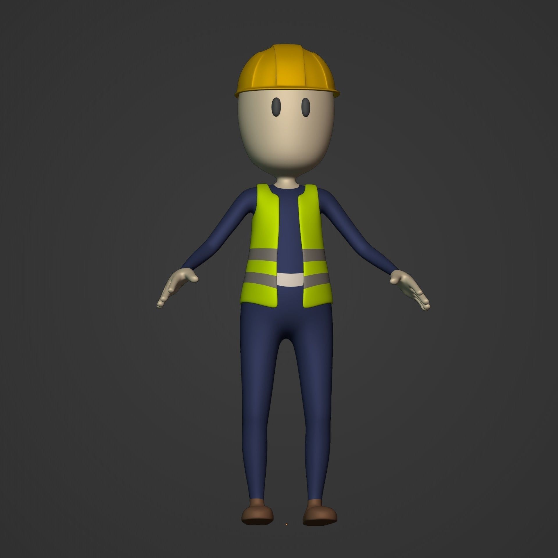 3D model Cartoon Construction Worker -- Stickman VR / AR / low-poly ...