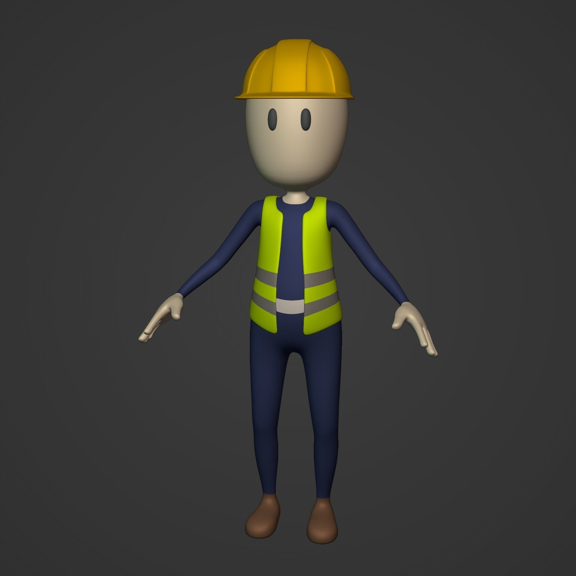3D model Cartoon Construction Worker -- Stickman VR / AR / low-poly ...