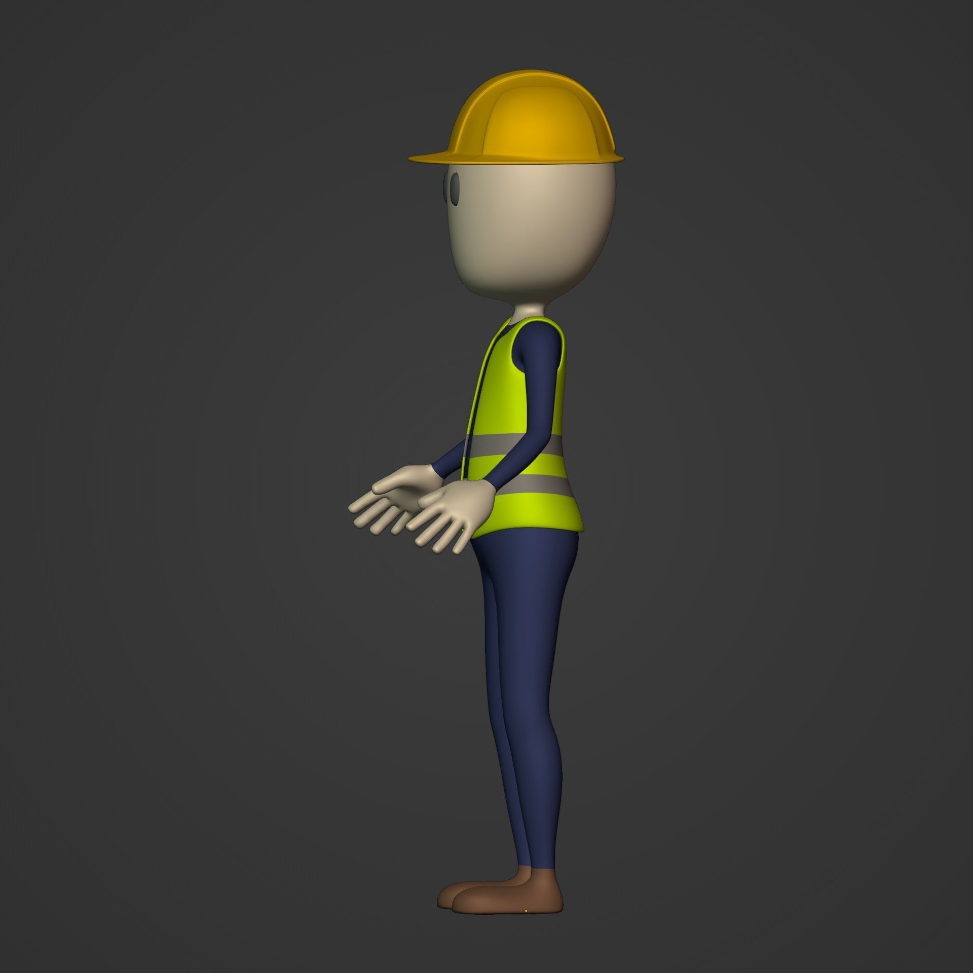 3D model Cartoon Construction Worker -- Stickman VR / AR / low-poly ...