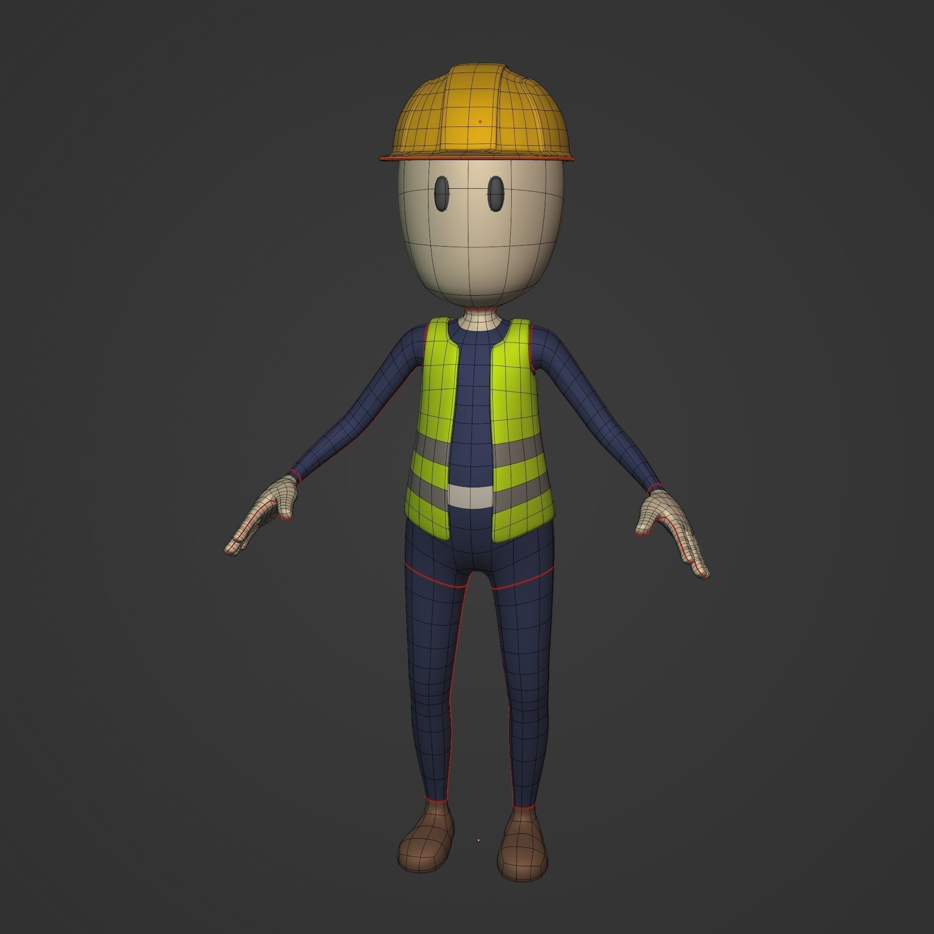 3D model Cartoon Construction Worker -- Stickman VR / AR / low-poly ...