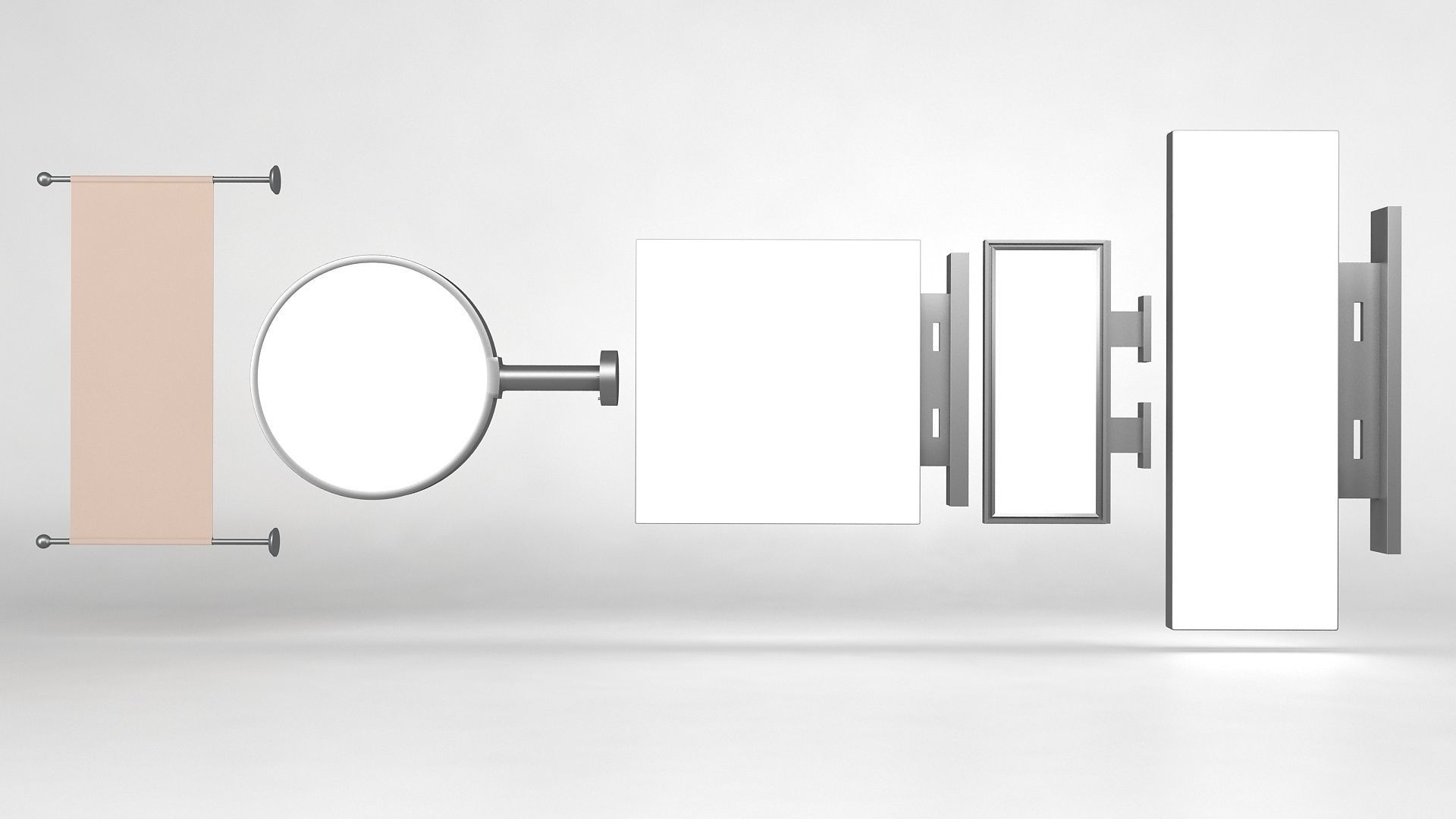 Signs Set curtain hanging on wall 3D model | CGTrader