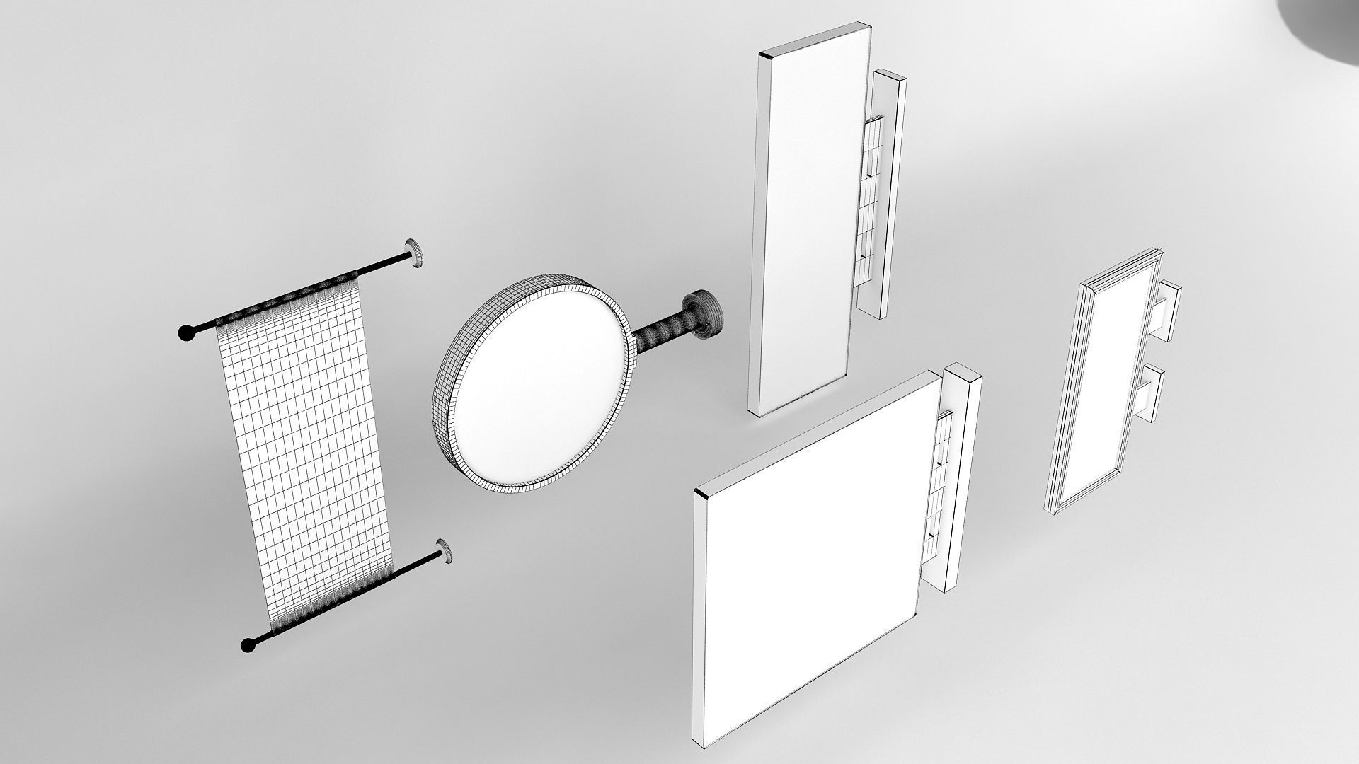 Signs Set curtain hanging on wall 3D model | CGTrader