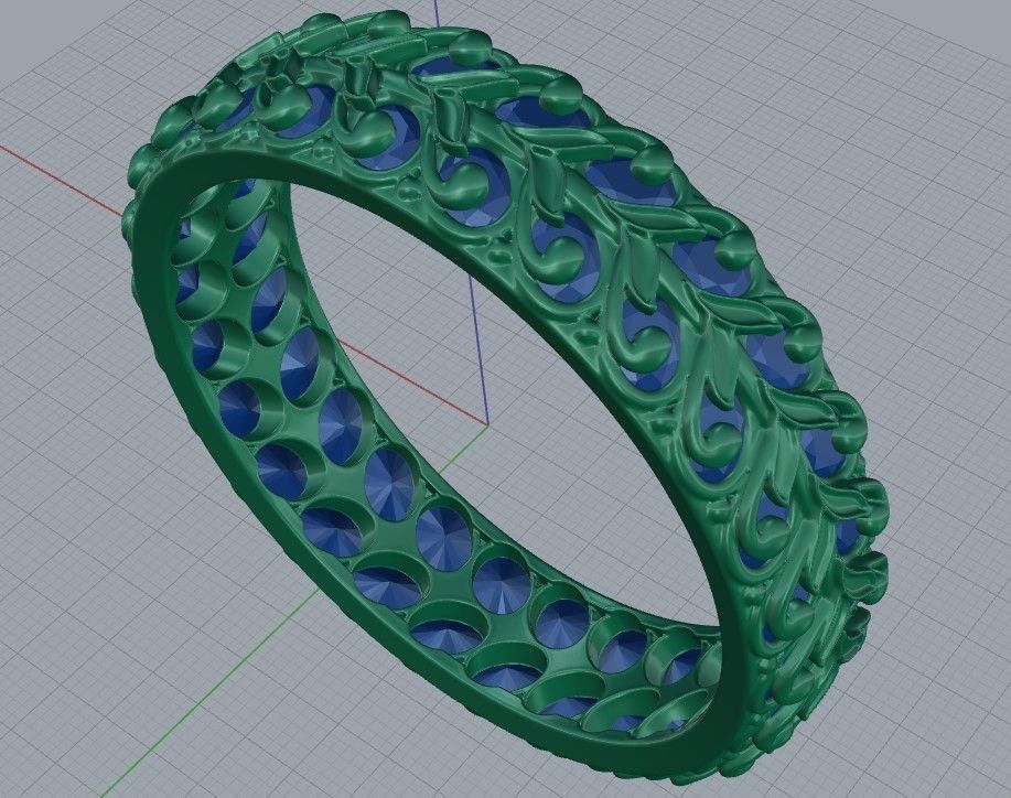 Beautiful Bangle With two Row oval shape stone 3D model 3D printable ...