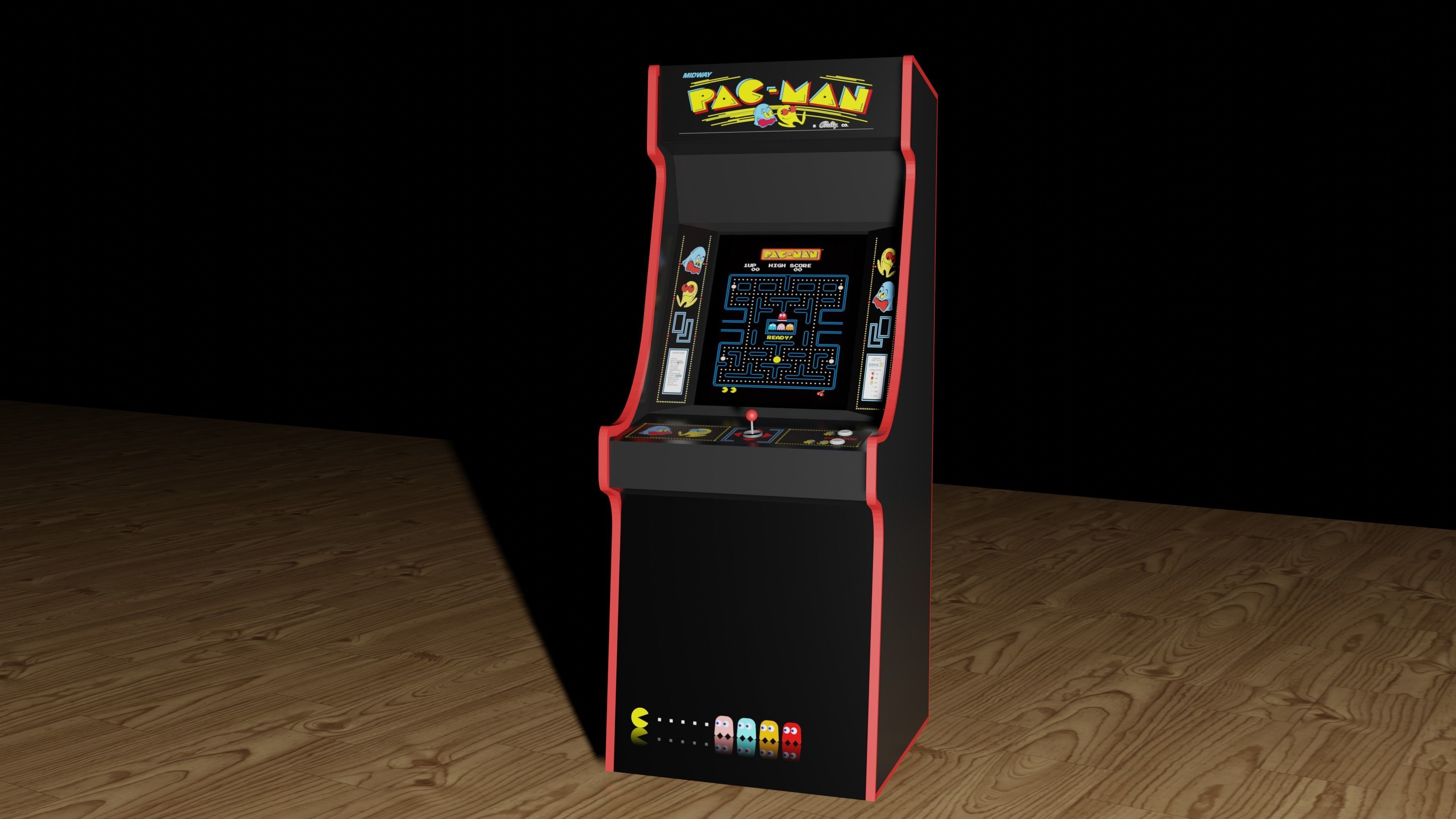 pacman arcade machine free VR / AR / low-poly 3D model | CGTrader