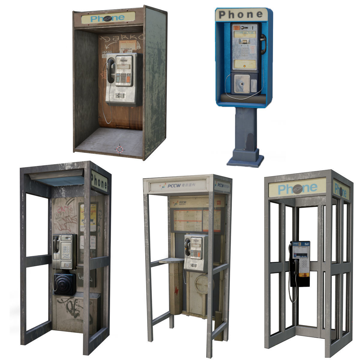 Phone Booth Asset Pack free 3D model | CGTrader