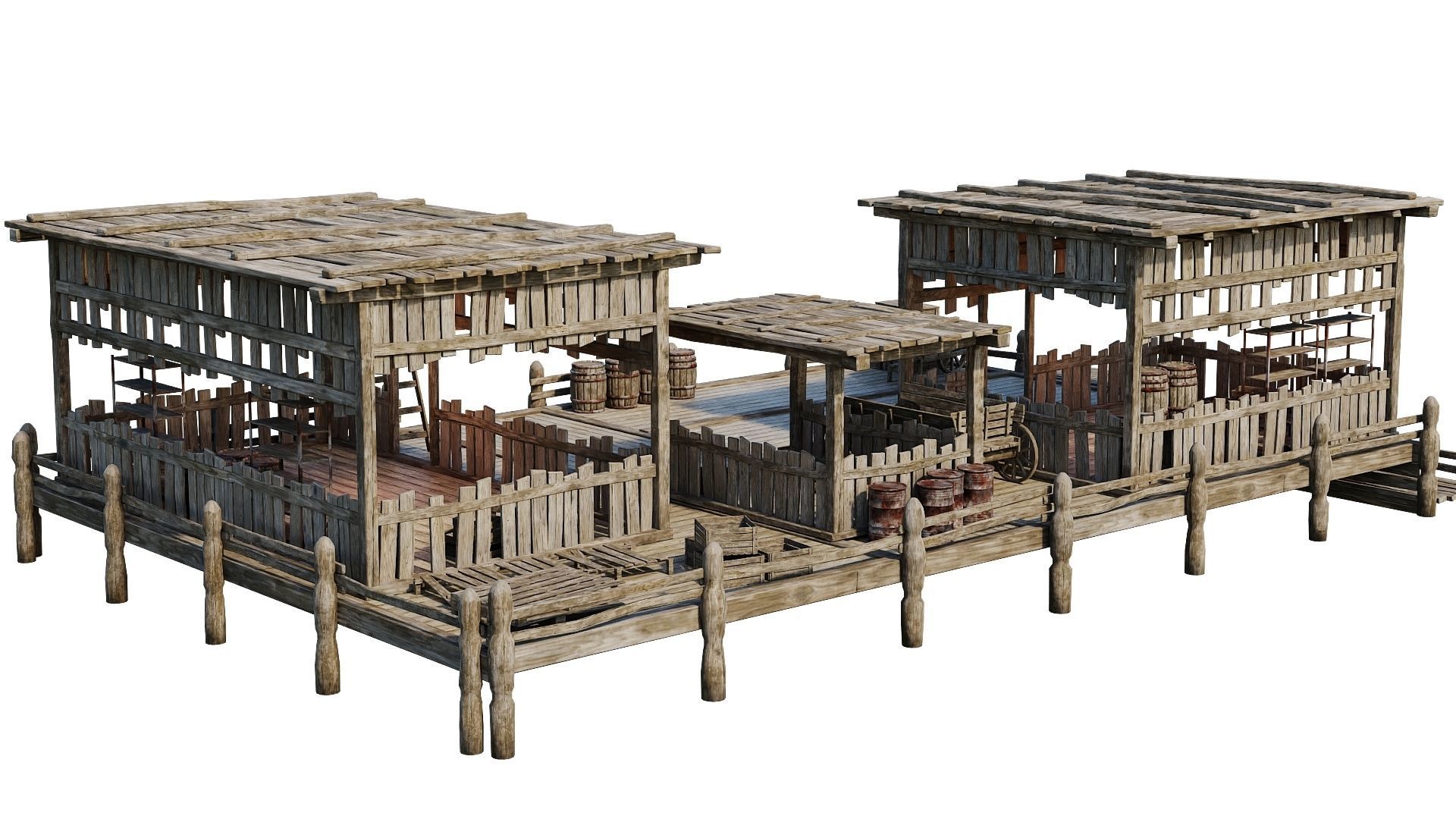 3D model Old Wooden Storage Building 4K Textures GameReady 82 VR / AR ...