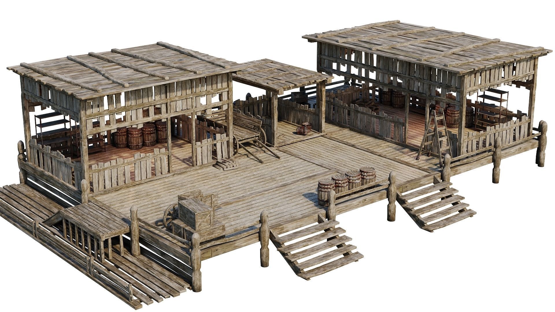 3D model Old Wooden Storage Building 4K Textures GameReady 82 VR / AR ...